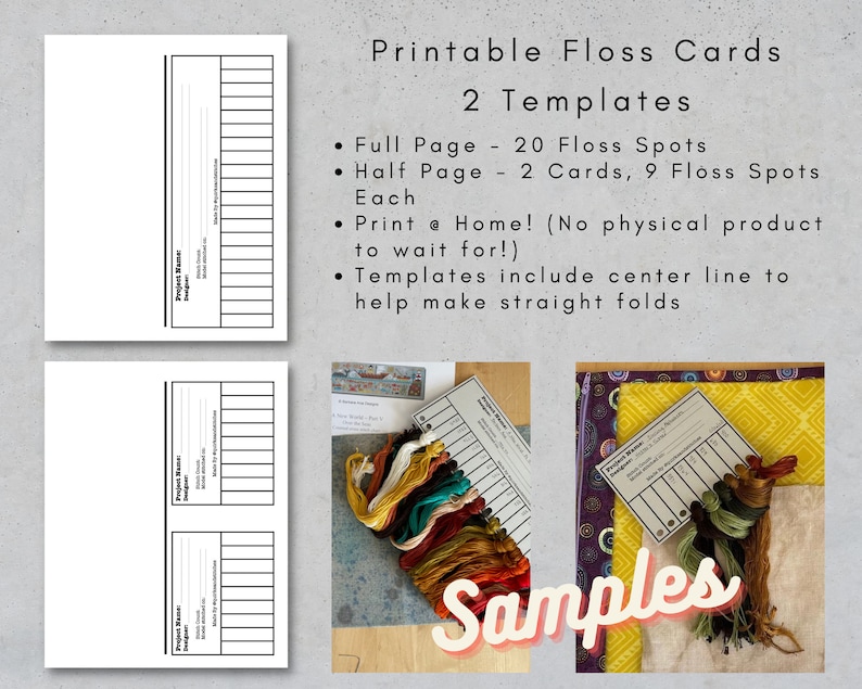 Printable Floss Cards - Etsy