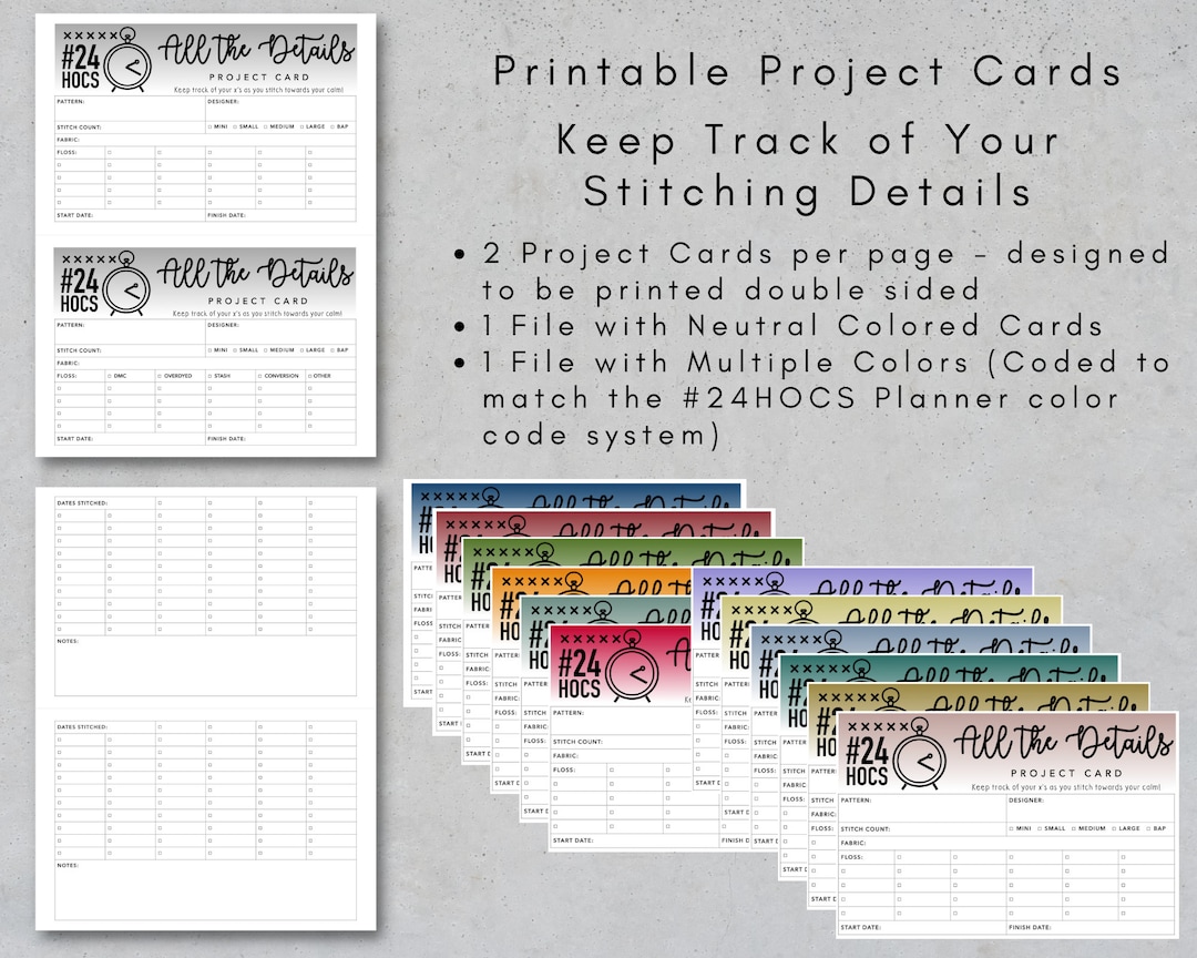 Printable Project Cards for Cross Stitch Projects - Etsy