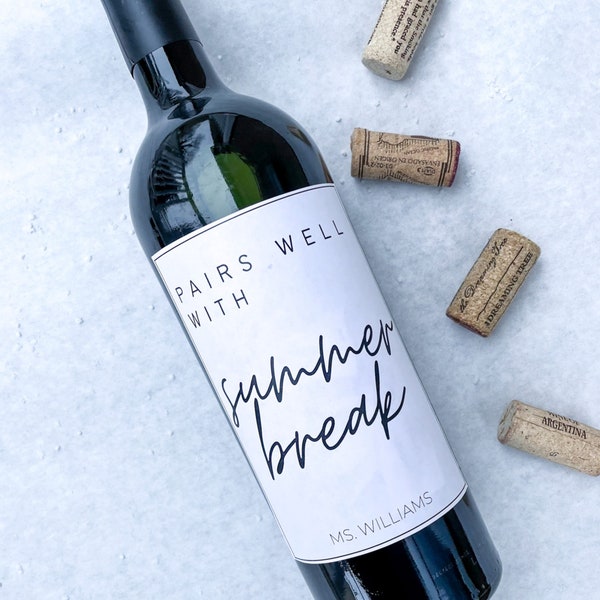 Teacher Wine Label - Etsy