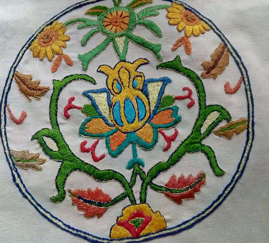 Handmade - Persian Flower Design - Freestyle Embroidery - Etsy