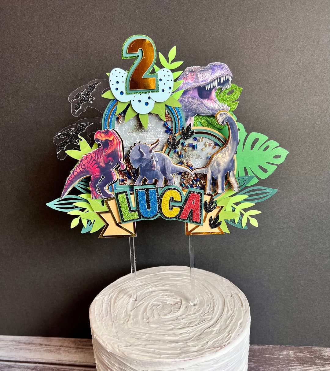 Dinosaur Party Cake Topper, Dino Birthday Decoration, 3D Cake Topper ...