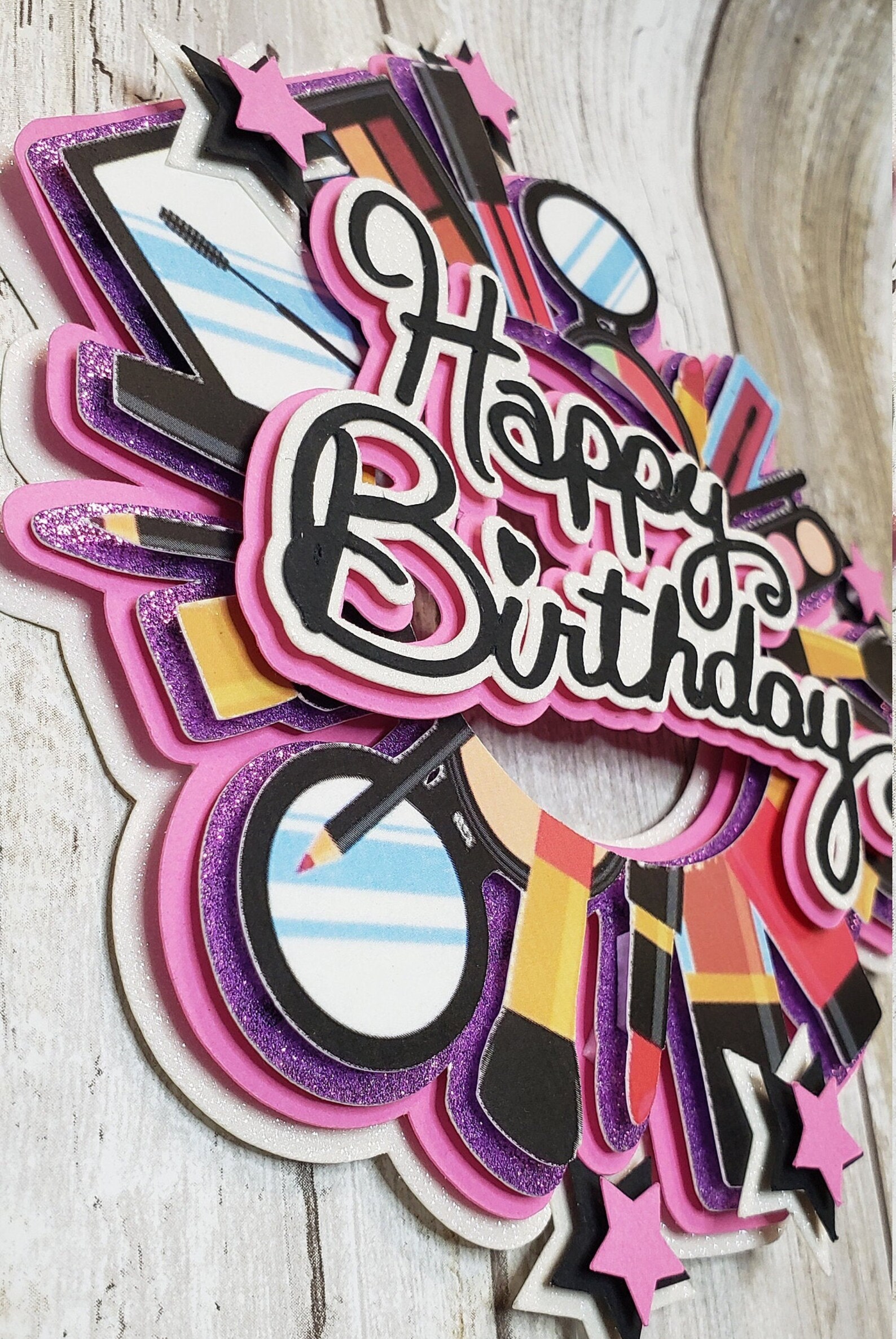 Makeup Cake Topper, Happy Birthday Make Cake Topper, Makeup Party, Girl ...