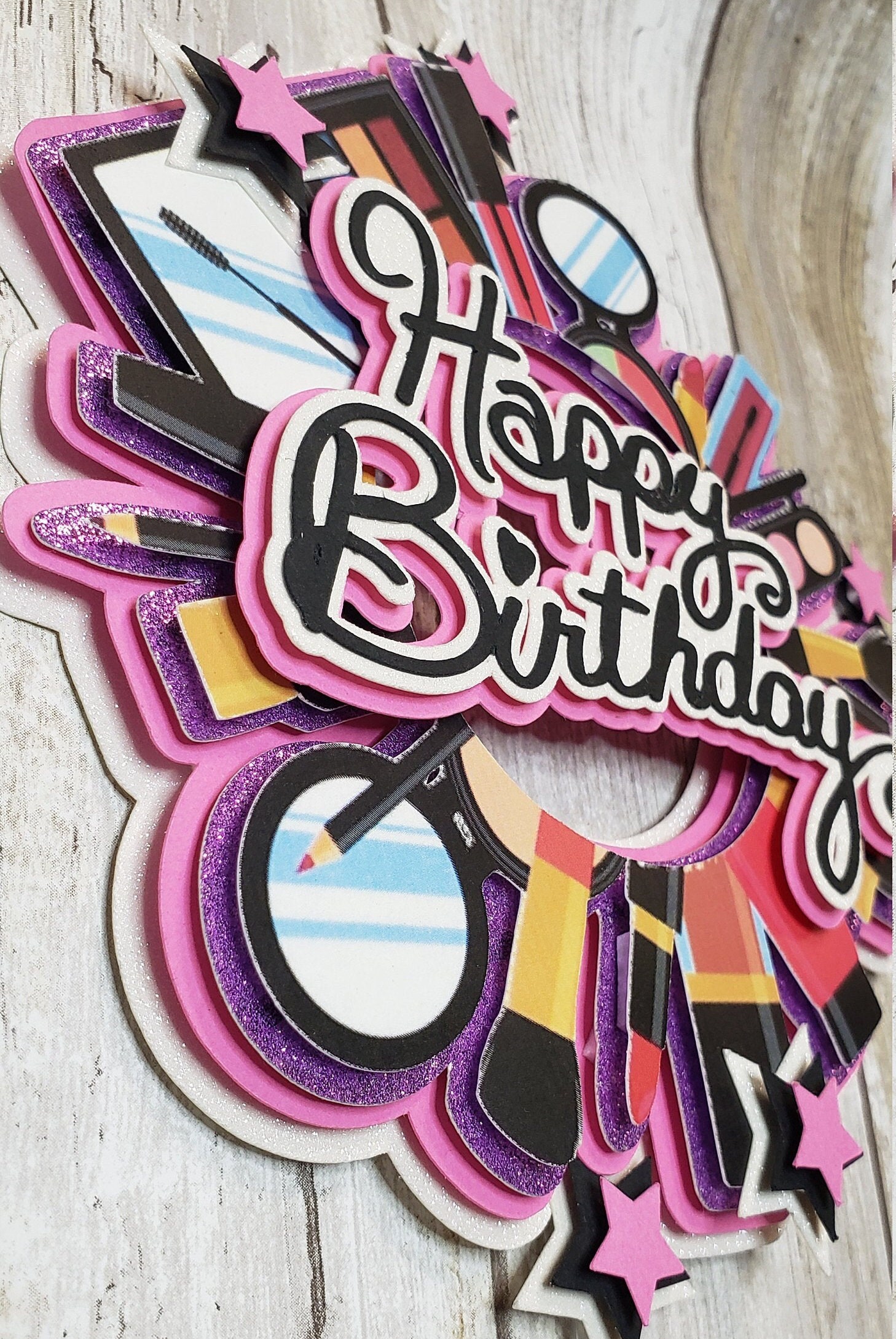 Makeup Cake Topper, Happy Birthday Make Cake Topper, Makeup Party, Girl ...