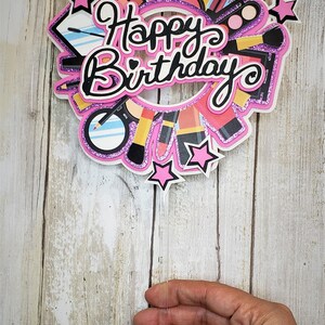 Makeup Cake Topper, Happy Birthday Make Cake Topper, Makeup Party, Girl ...