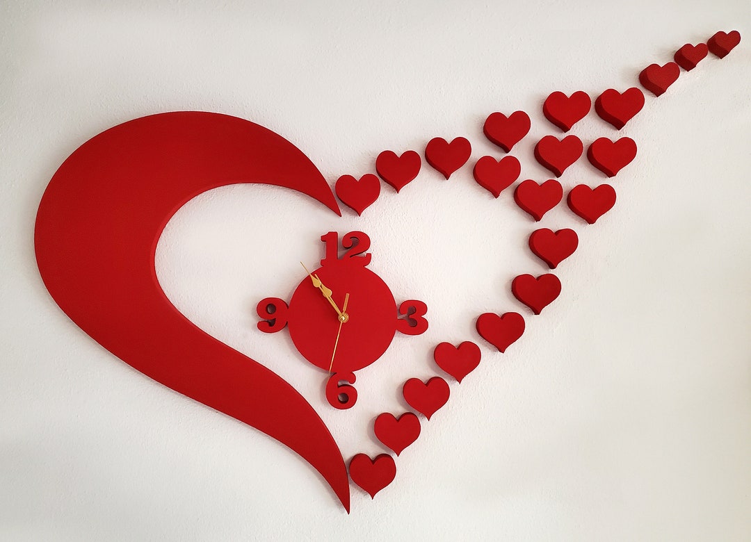 Heart Clock, Heart Clock, Large Clock, 3D Wall Clock, Design Clock ...