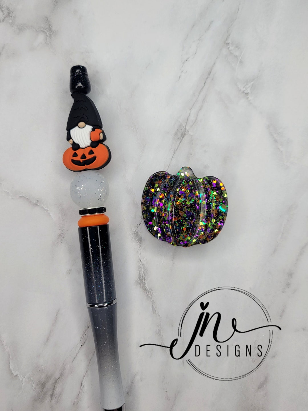 Halloween Set Gnome Pen & Mini Pumpkin Prop - Etsy