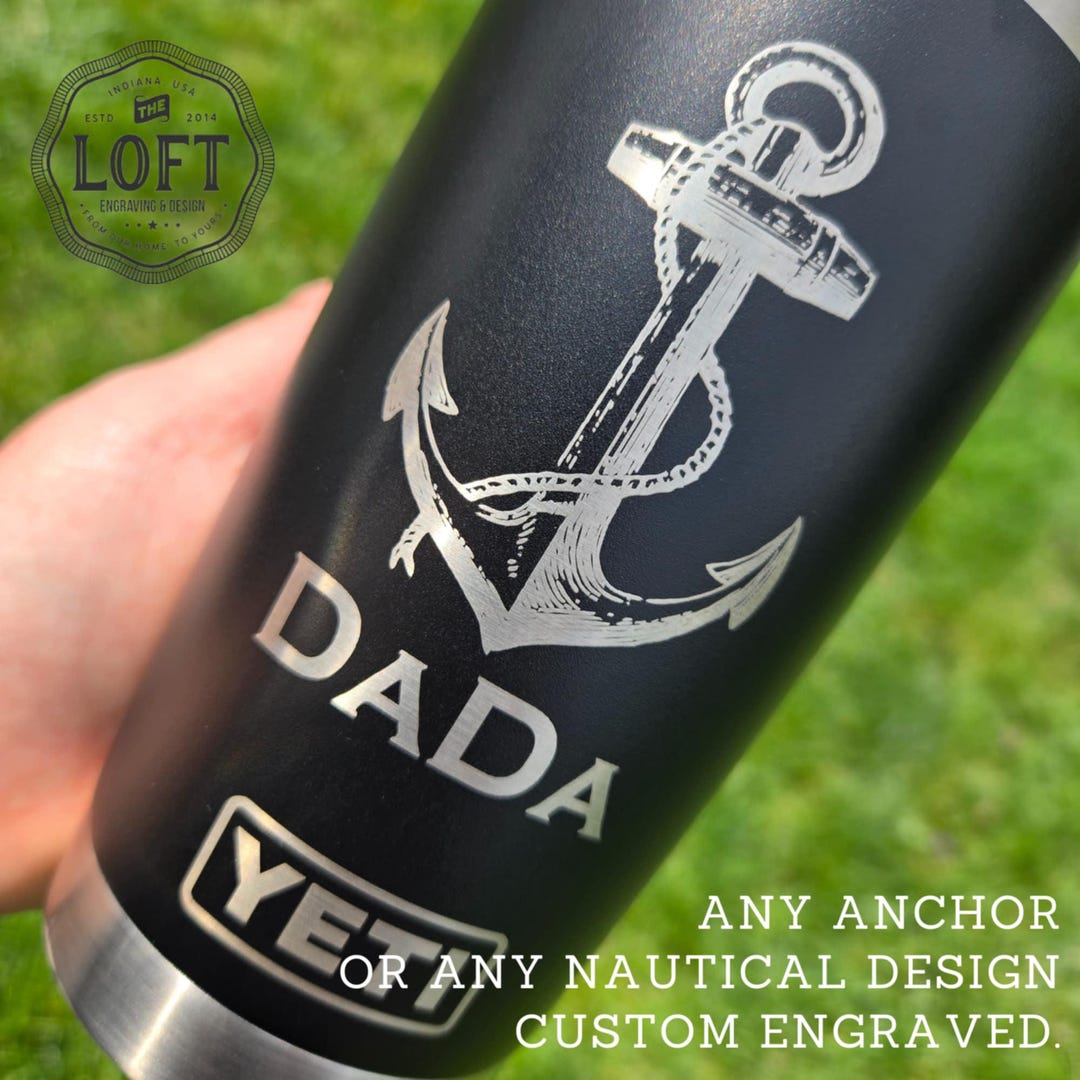 Custom Nautical Yeti Tumbler – Engraved Anchor, Coordinates, Compass ...