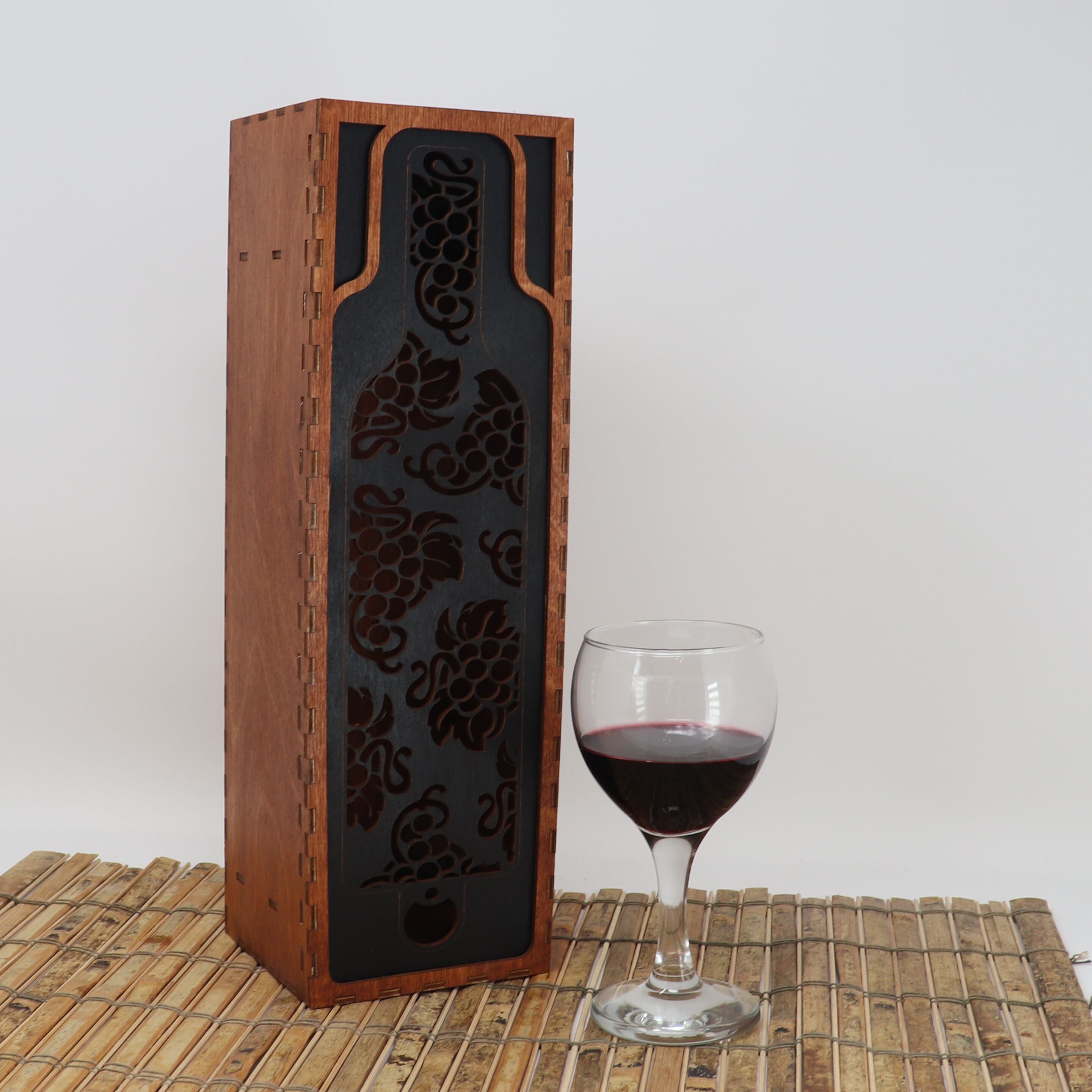 Single Wine Box, Wooden Wine Box, Wine Gift, Laser Cut Box, Wedding ...