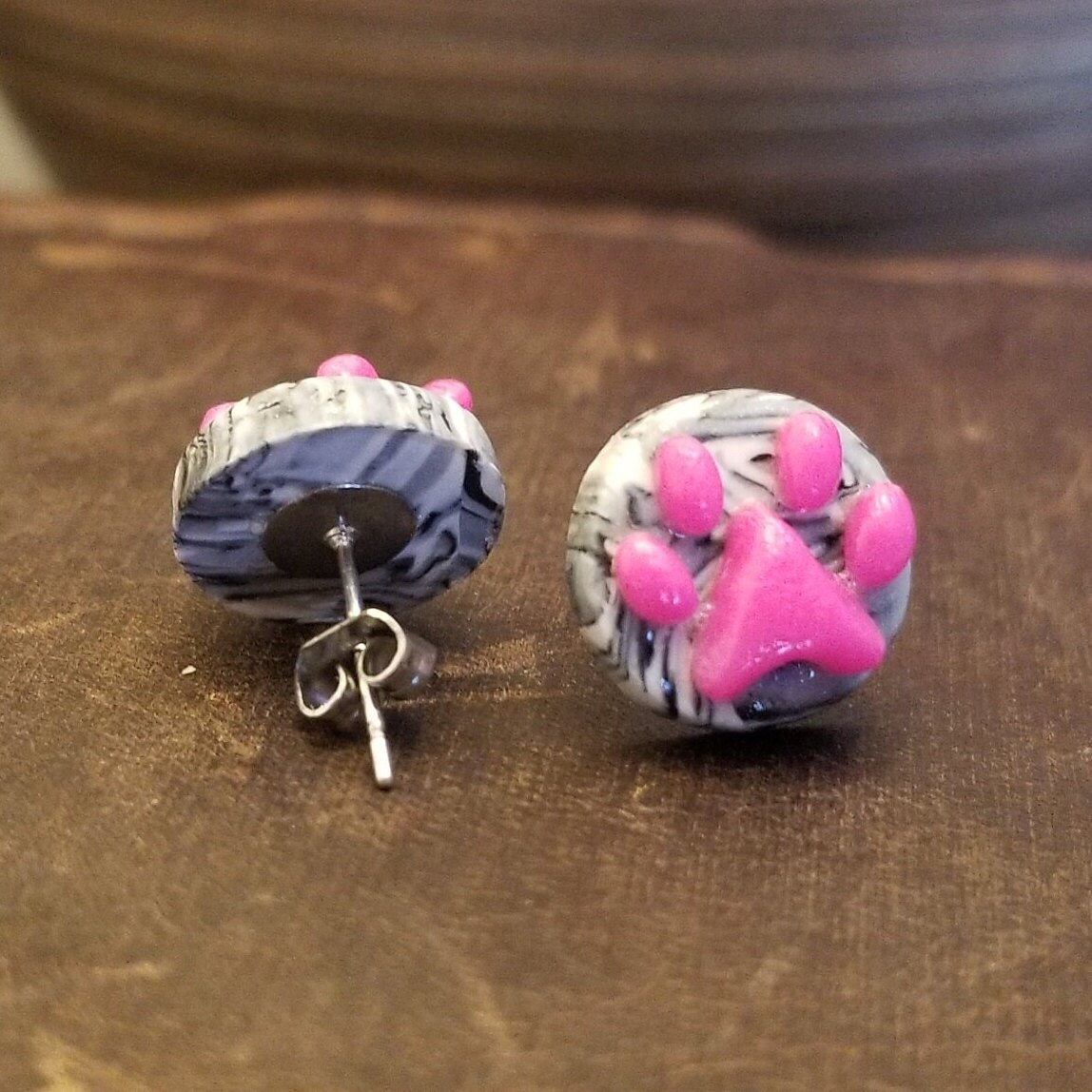 Dog Paw Print Stud Earrings Multi Color Options - Etsy