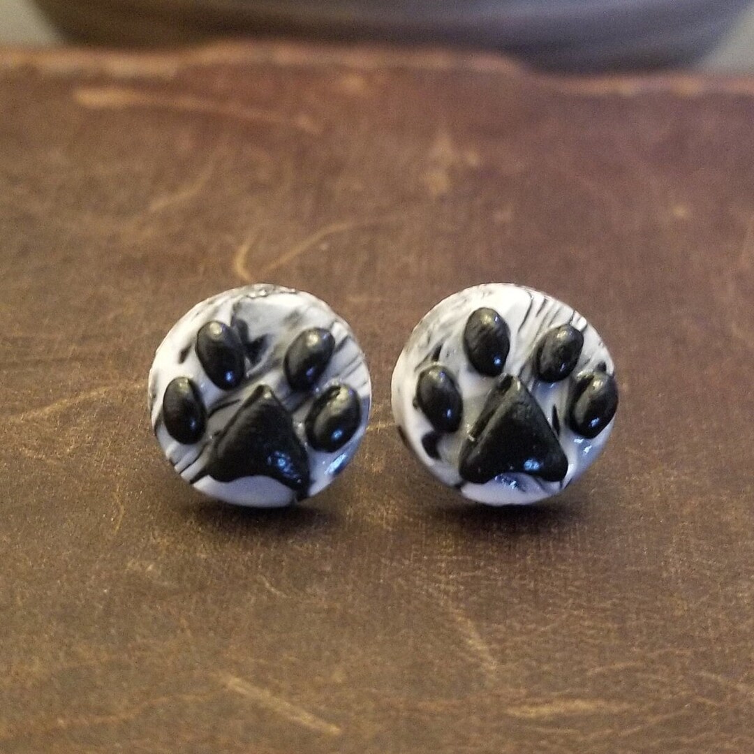 Dog Paw Print Stud Earrings Multi Color Options - Etsy