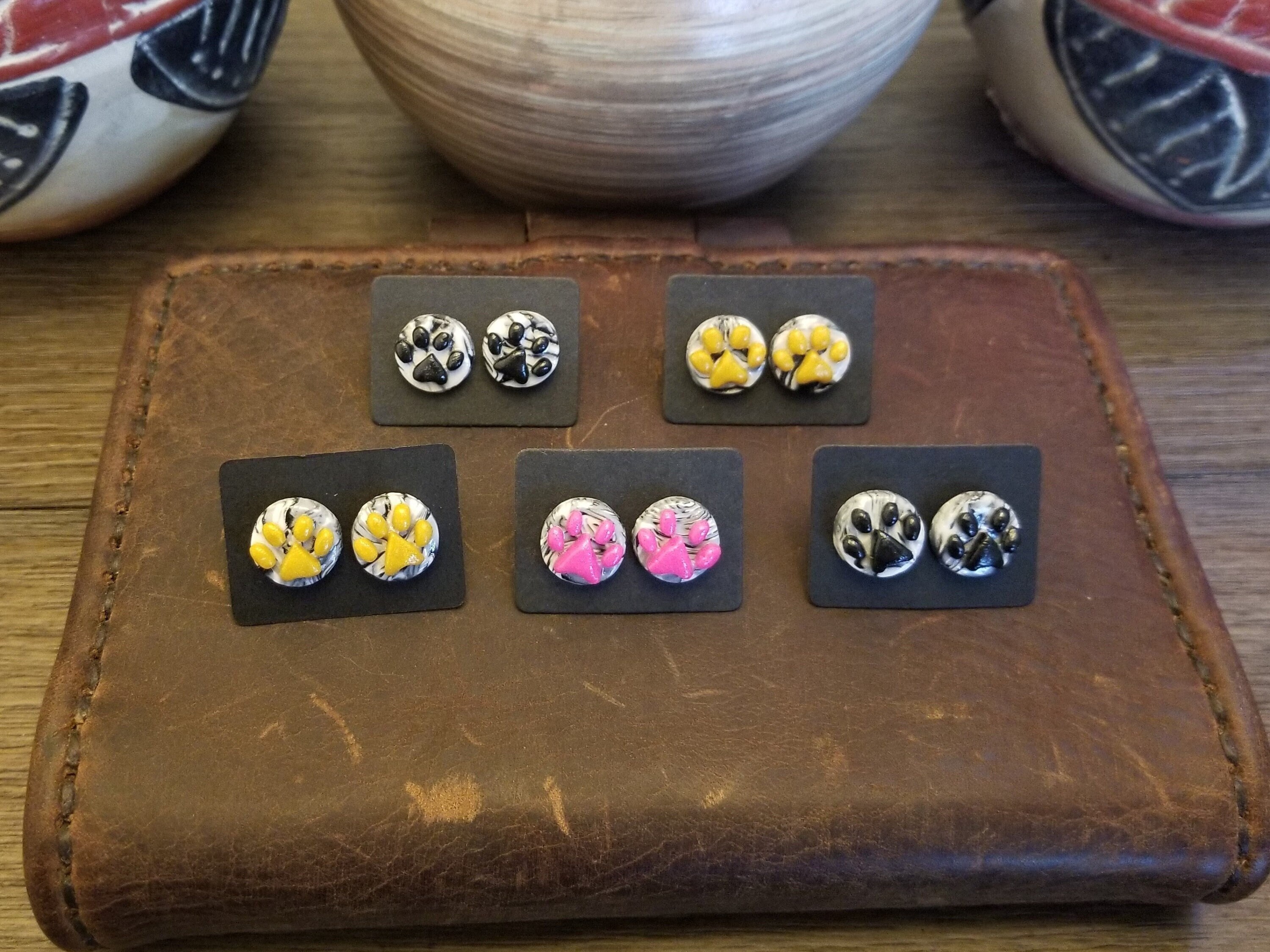 Dog Paw Print Stud Earrings Multi Color Options - Etsy