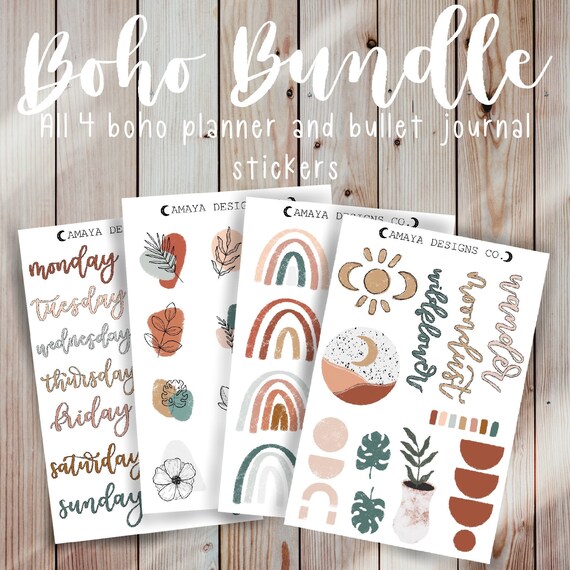 Card Making & Stationery Papercraft Materials Boho stickers for bullet ...