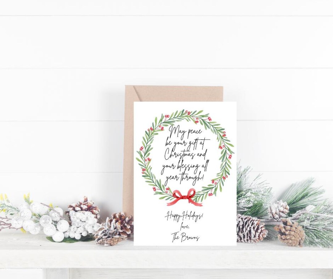Christmas Wreath Card Template - Etsy