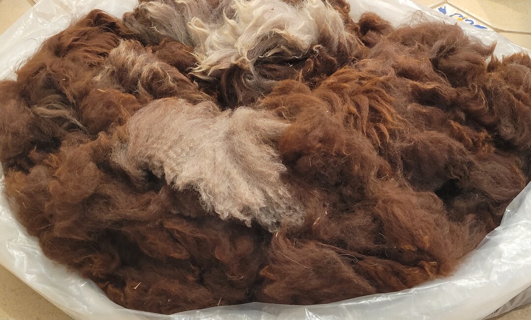Raw Alpaca Fiber, 2lbs 4oz, 1st Grade, Heather Dark Brown and Grey ...