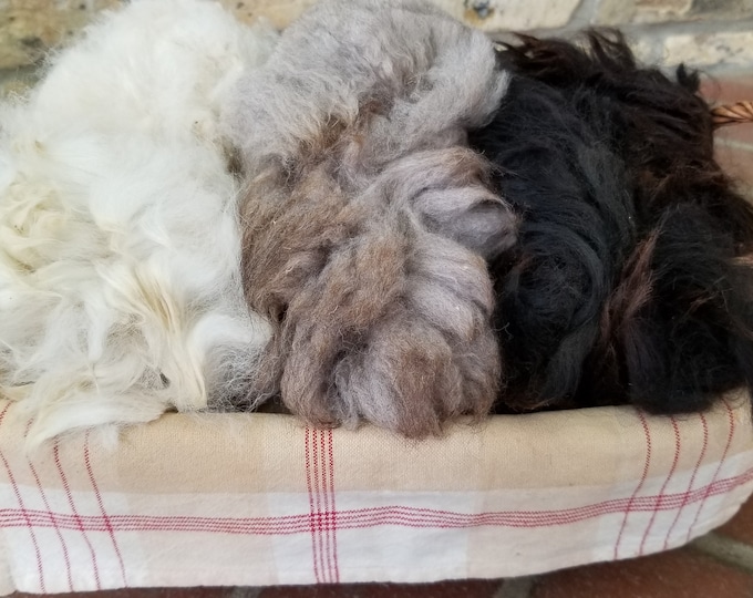 Raw Alpaca Fiber, 2lbs 4oz, 1st Grade, Heather Dark Brown and Grey ...