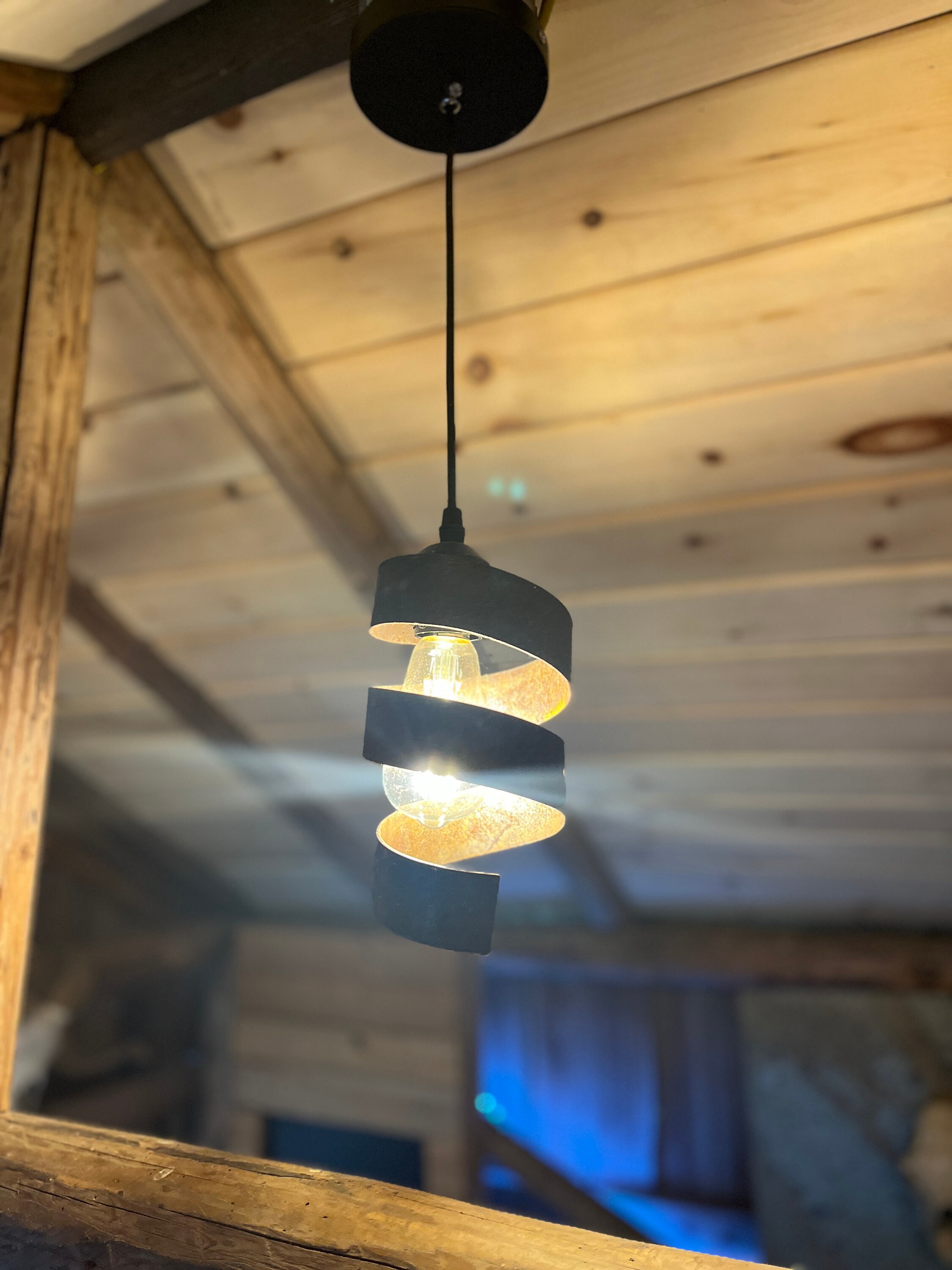 Whiskey Barrel Ring Pendant Light With Edison Bulb - Etsy