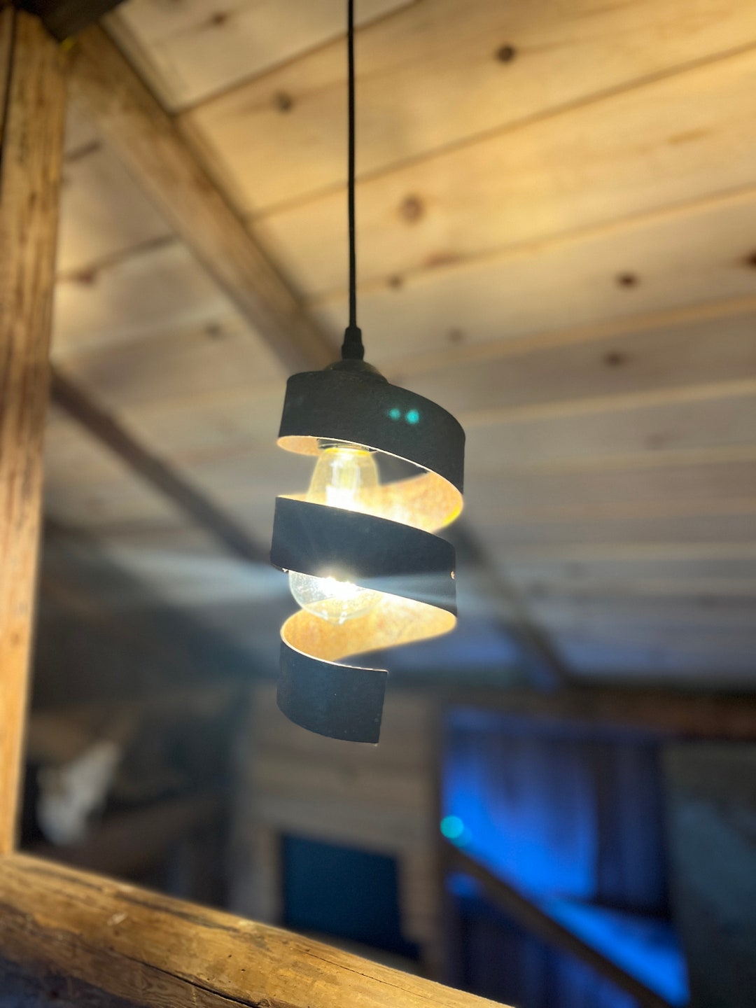 Whiskey Barrel Ring Pendant Light With Edison Bulb - Etsy
