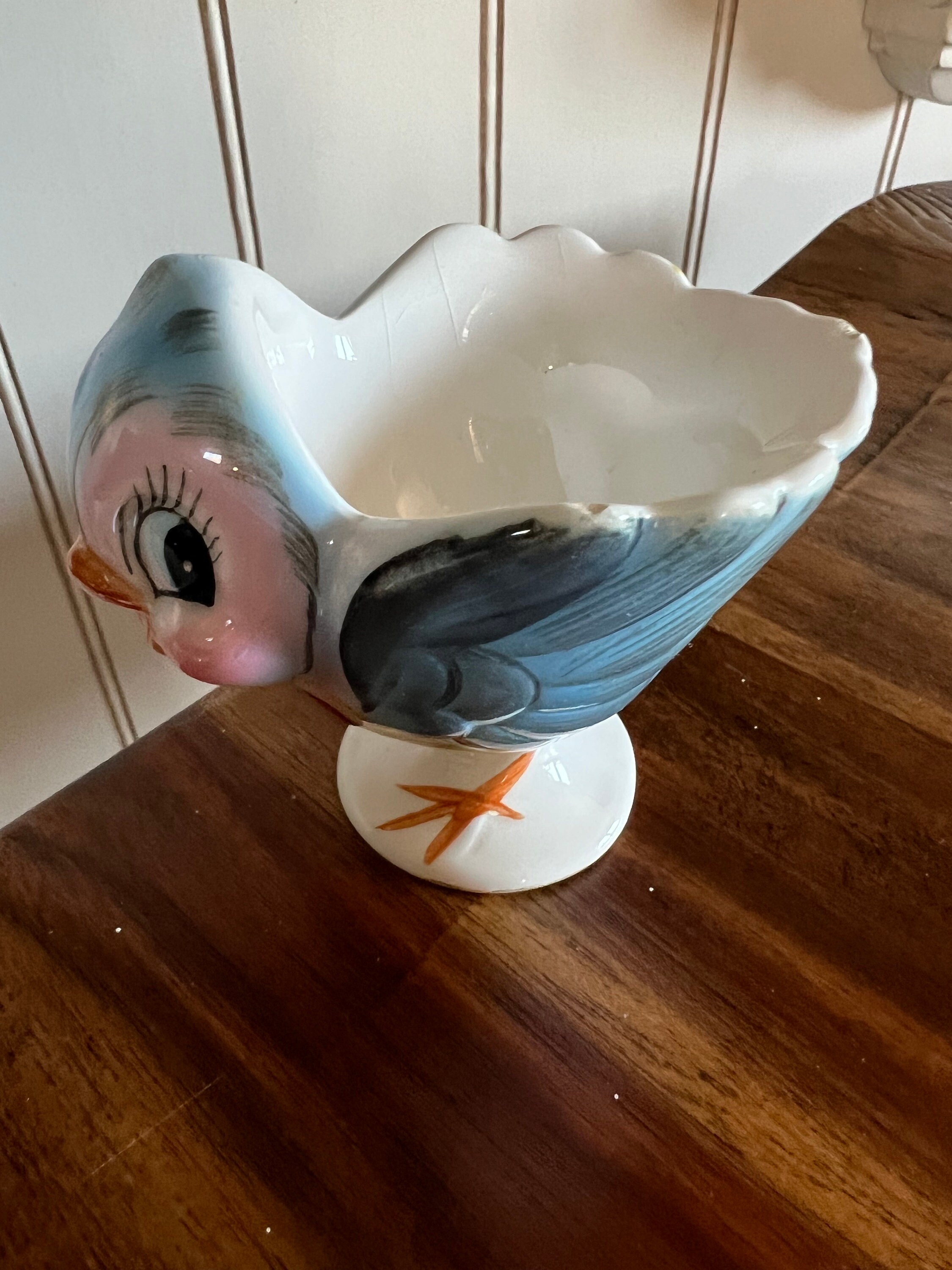 Vintage Signed Geo Lefton 1950s Bluebird Egg Dish/cup Anthropomorphic ...
