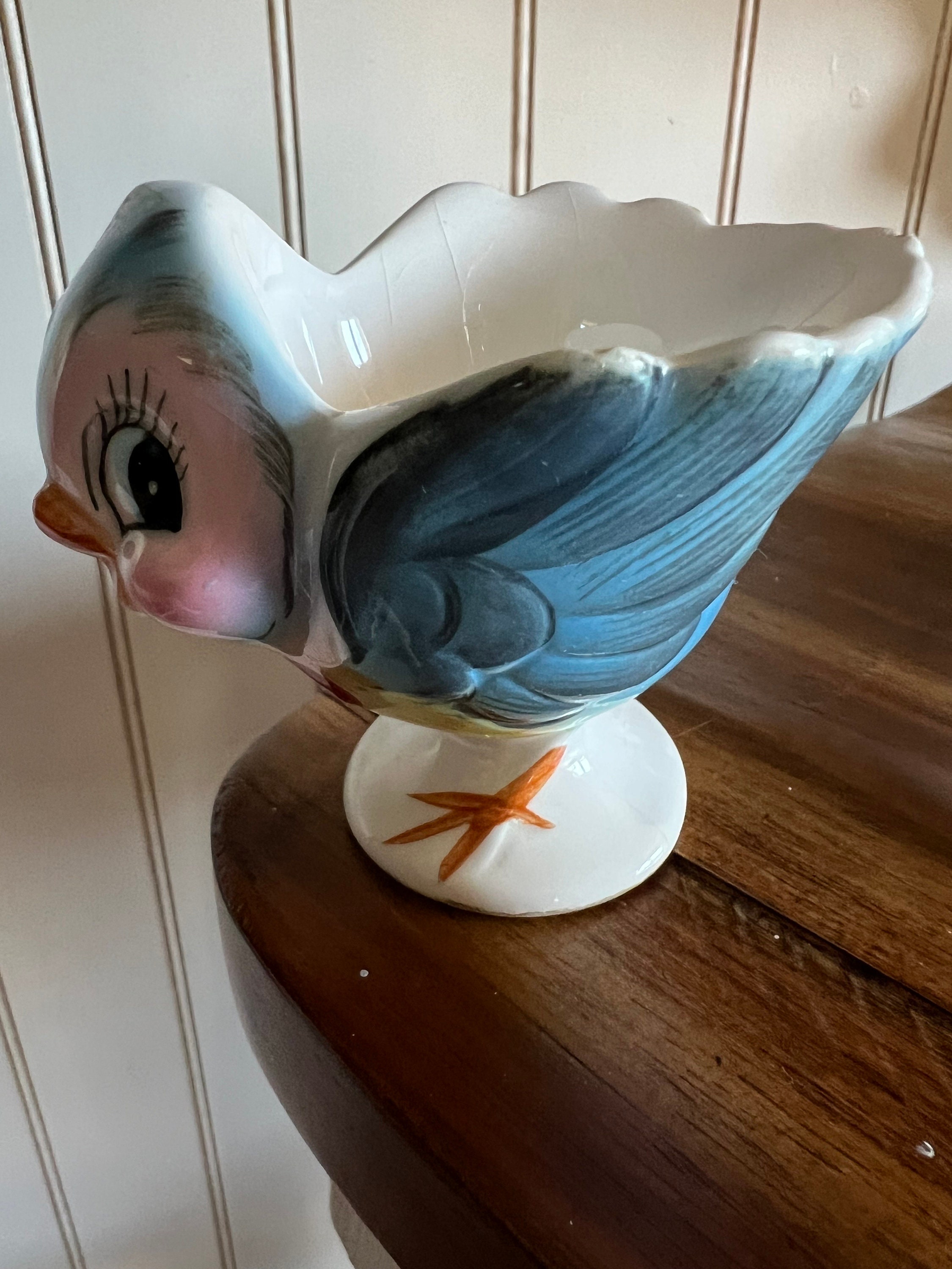 Vintage Signed Geo Lefton 1950s Bluebird Egg Dish/cup Anthropomorphic ...