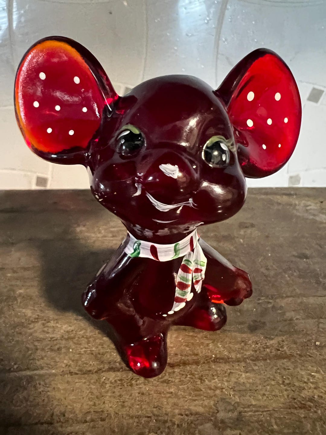 Vintage Fenton Ruby Red Big Ear Christmas Mouse - Etsy