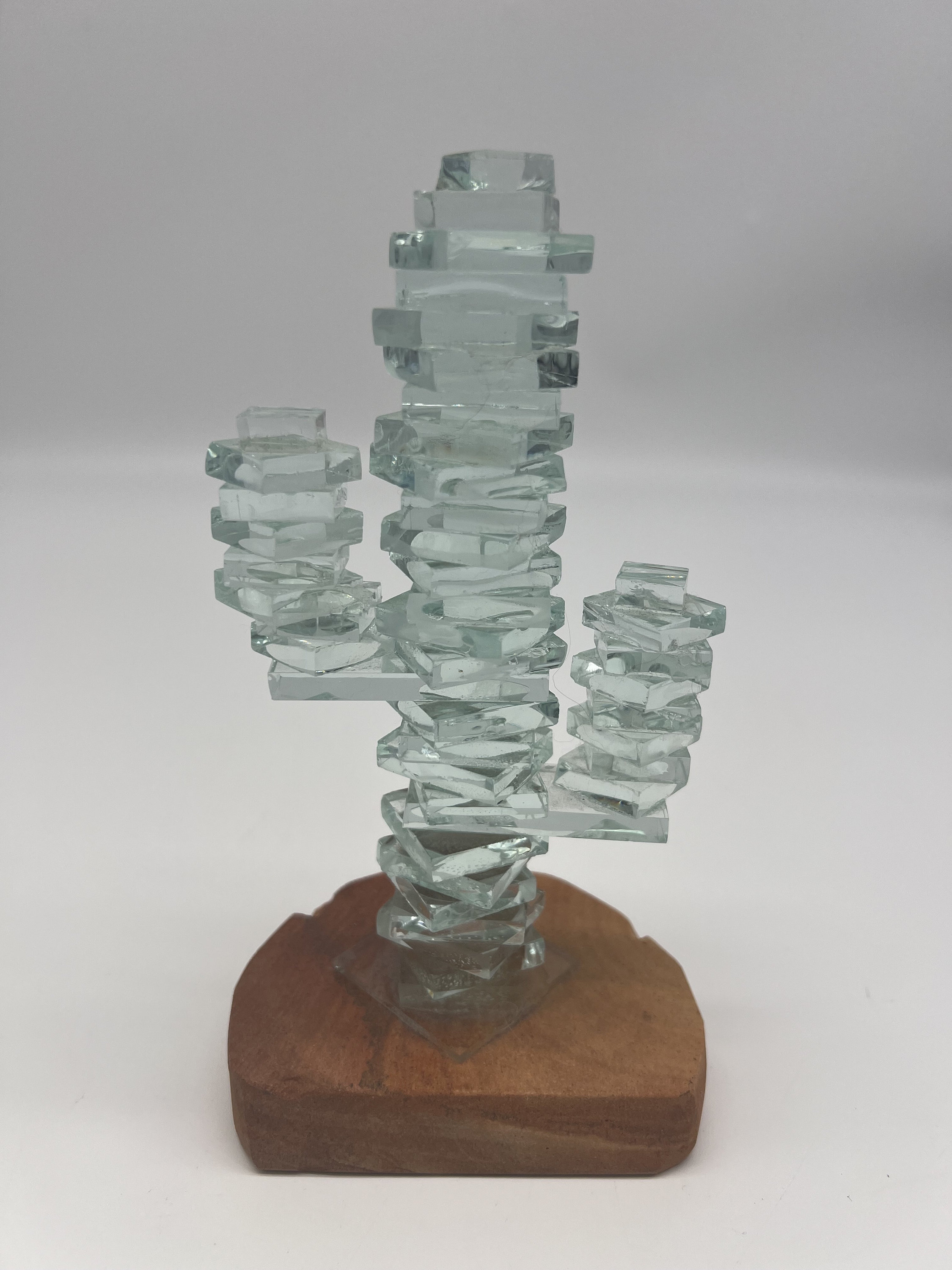Vintage Stacked Glass Arizona Cactus MCM Medium Size on Base - Etsy