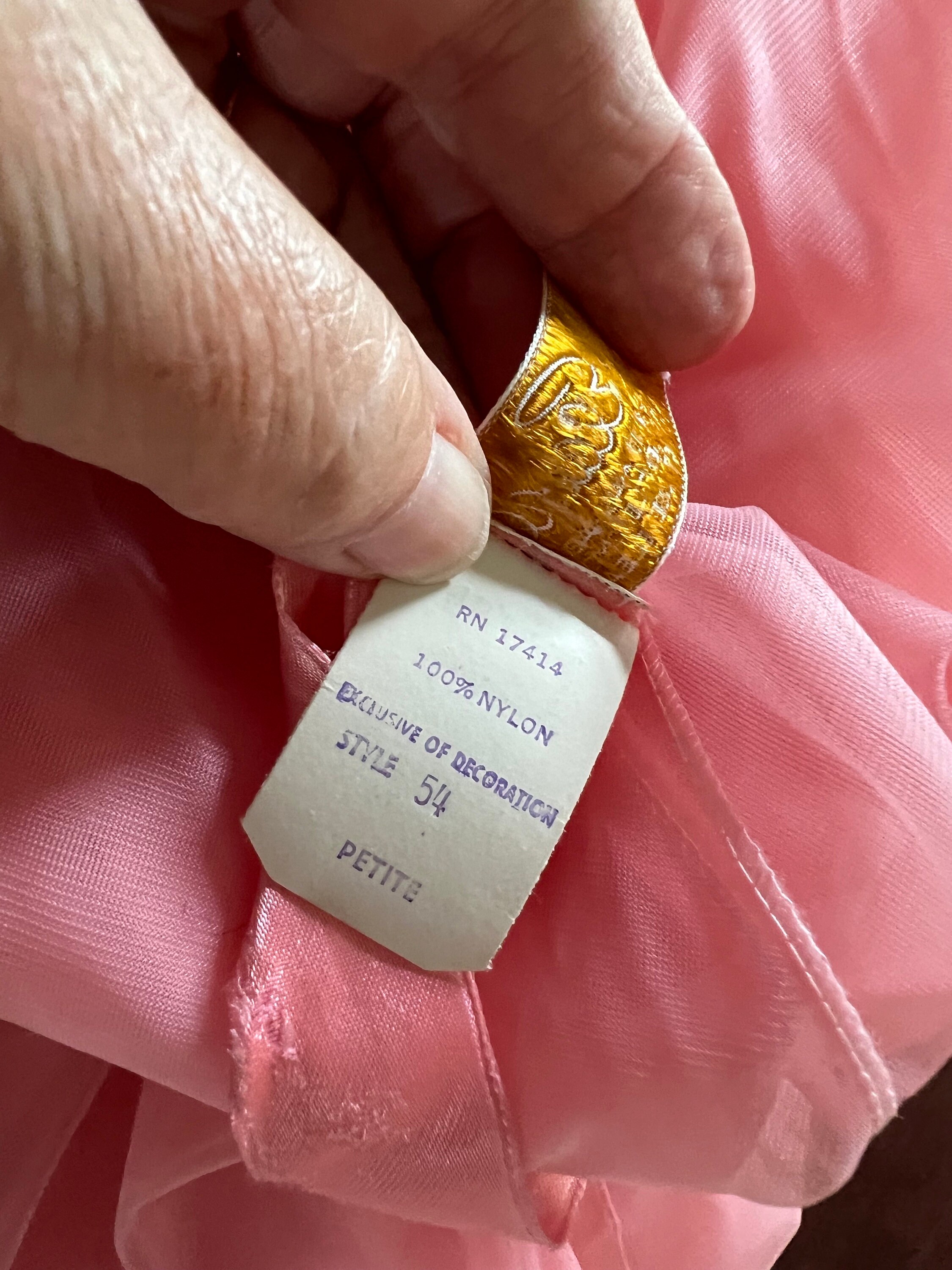 Vintage Pale Coral Pink Miss Elaine Dbl Chiffon Negligee Nightgown S-M ...