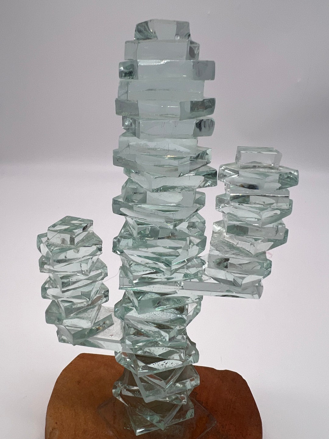 Vintage Stacked Glass Arizona Cactus MCM Medium Size on Base - Etsy