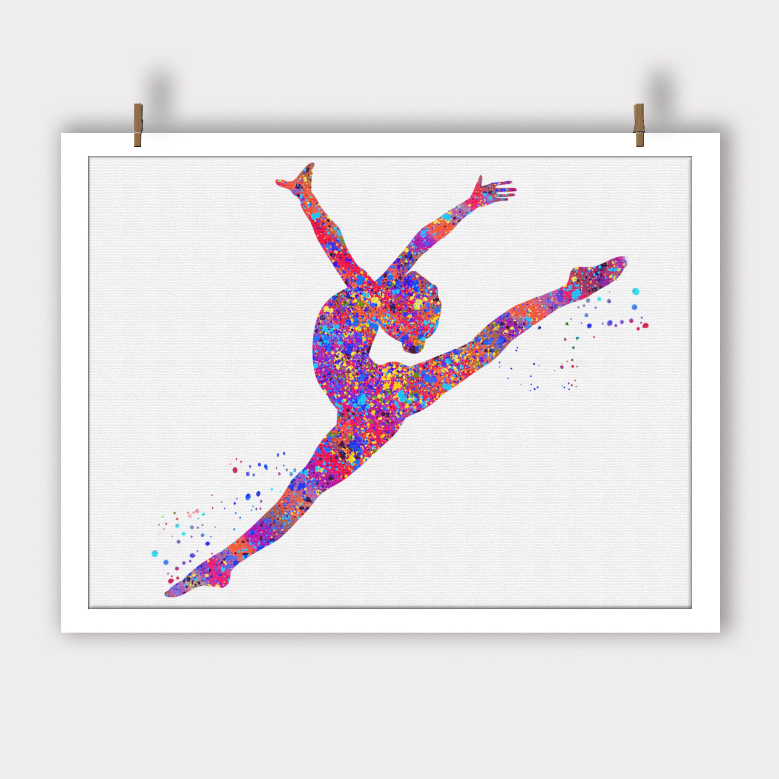 GYMNASTICS PRINT, GYMNAST Wall Art, Watercolor Illustration Prints of ...