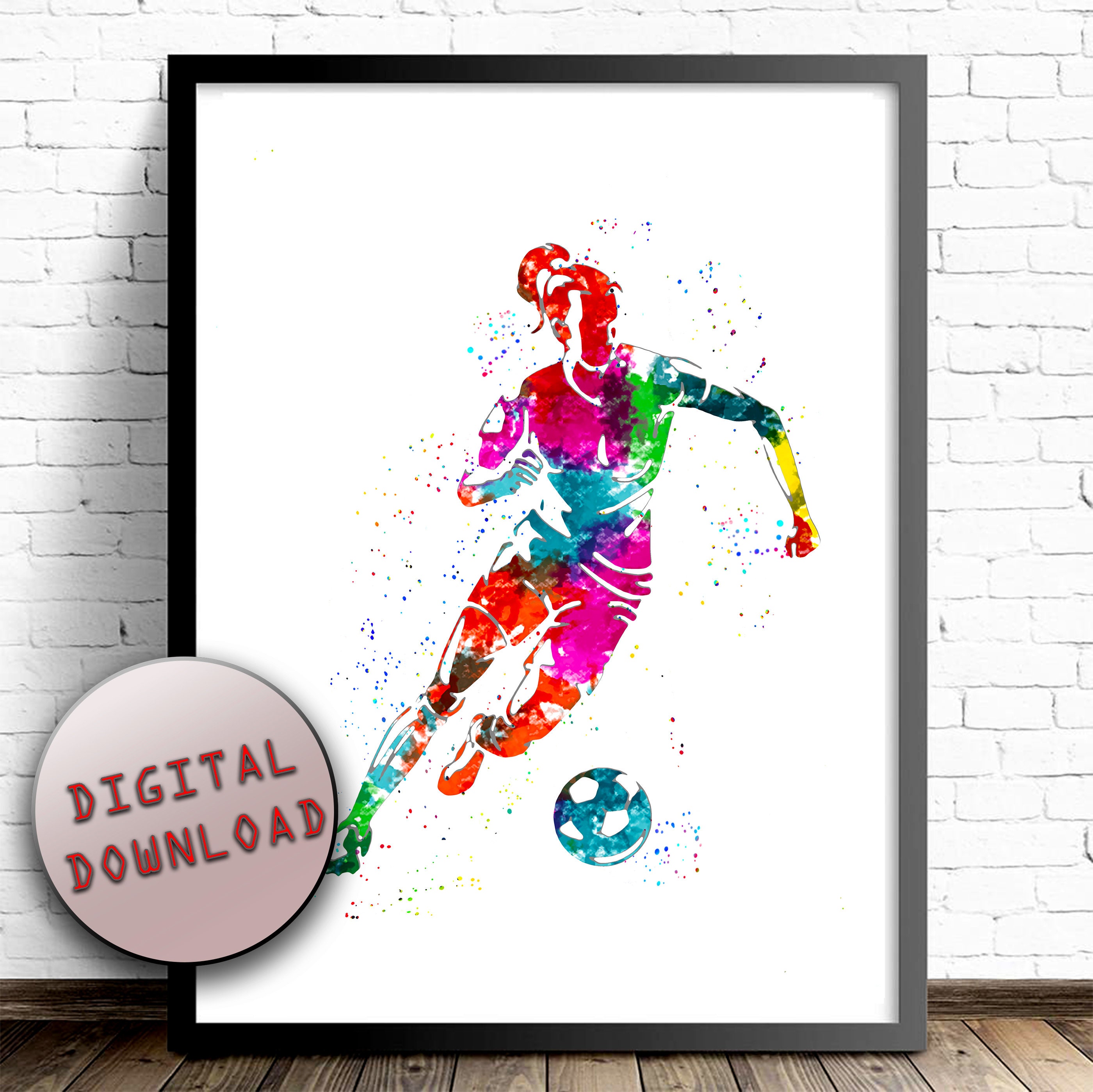 GIRLS SOCCER, SOCCER Décor Art for Girls, Handmade Art, Watercolor ...