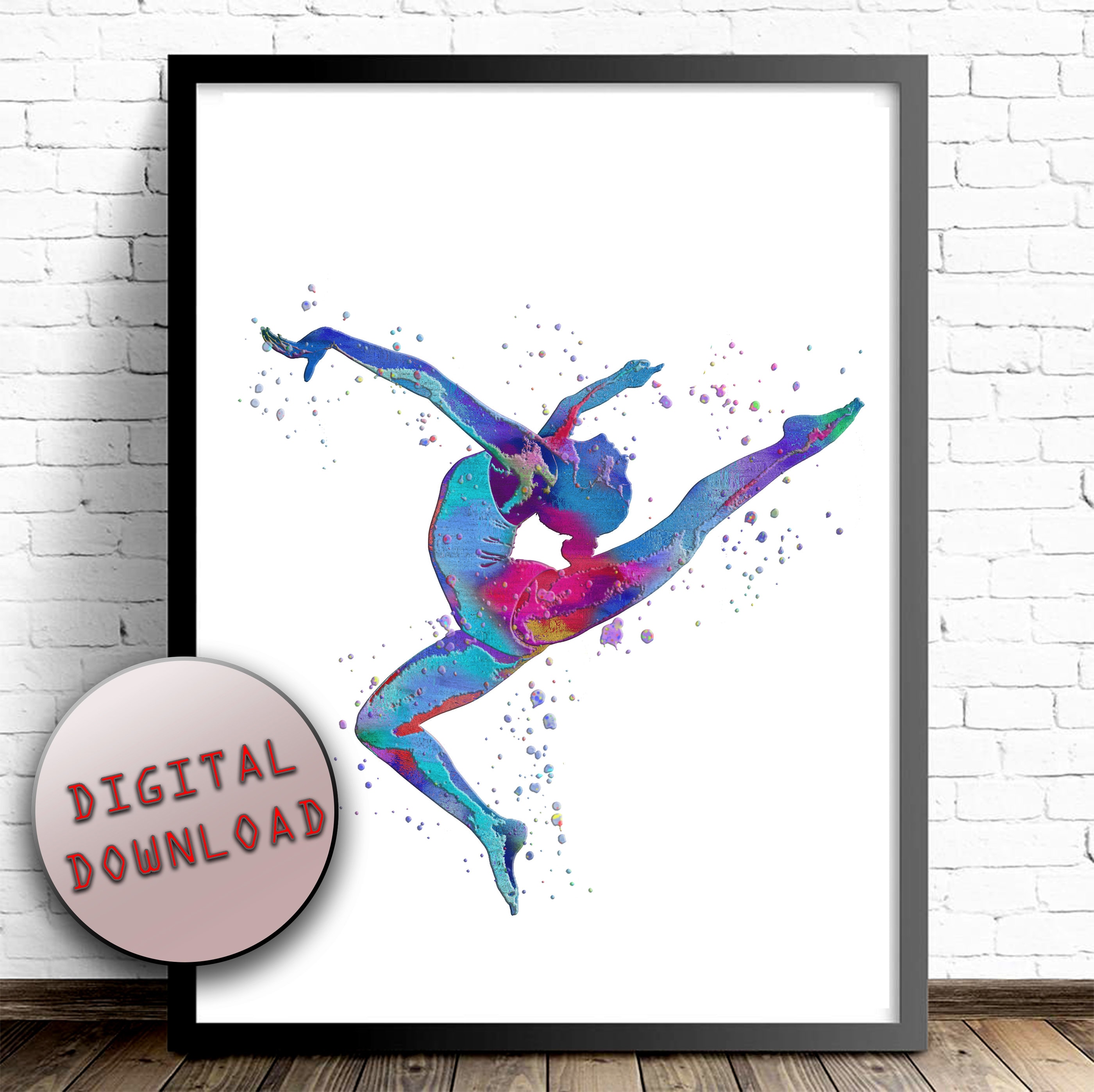 GYMANST ARTISTIC FEMALE Poster Gymnastics Watercolor Print Gymnast Girl ...