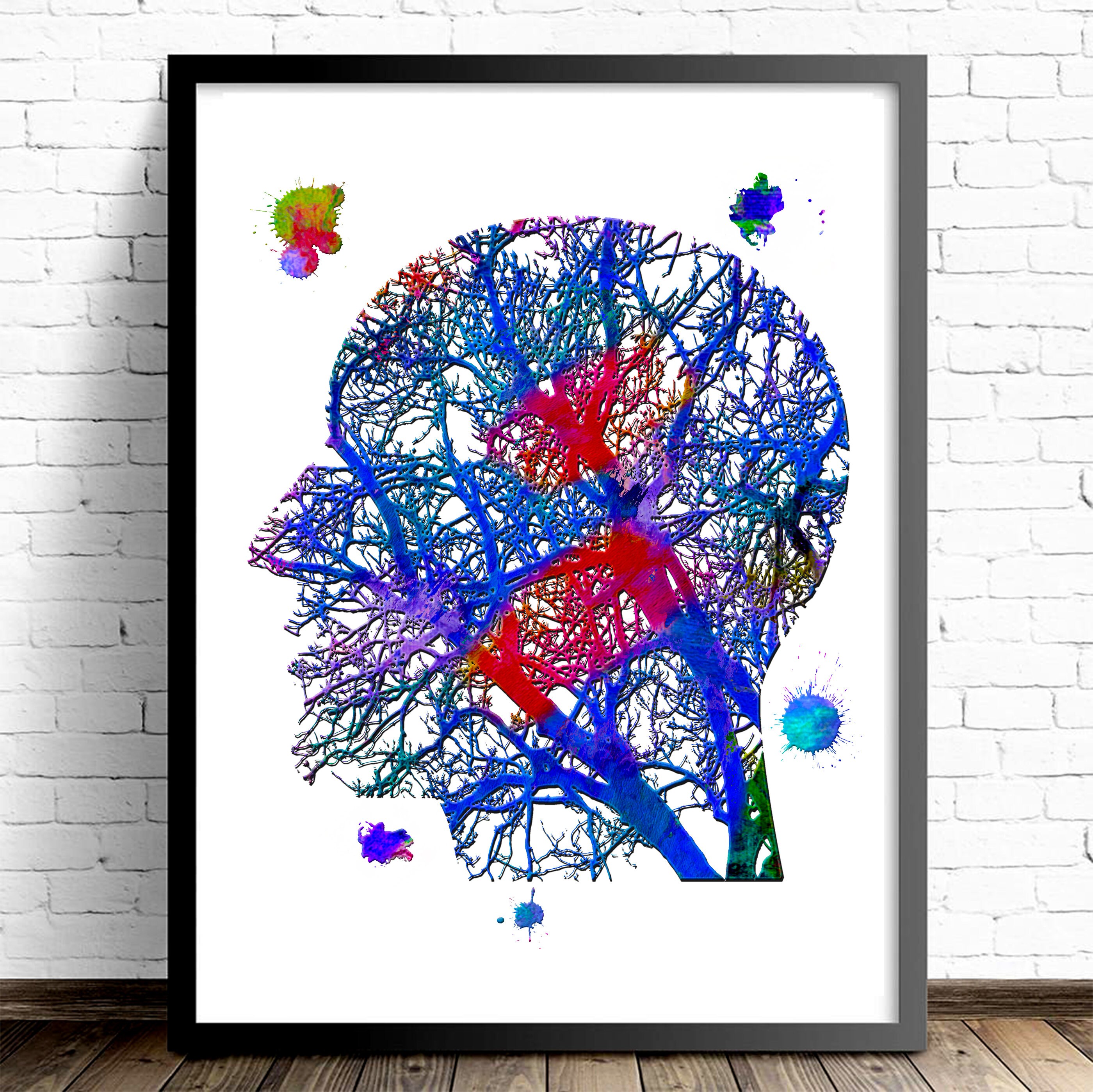 HUMAN HEAD Neurology Poster Head Anatomy Watercolor Print Clinic Decor ...