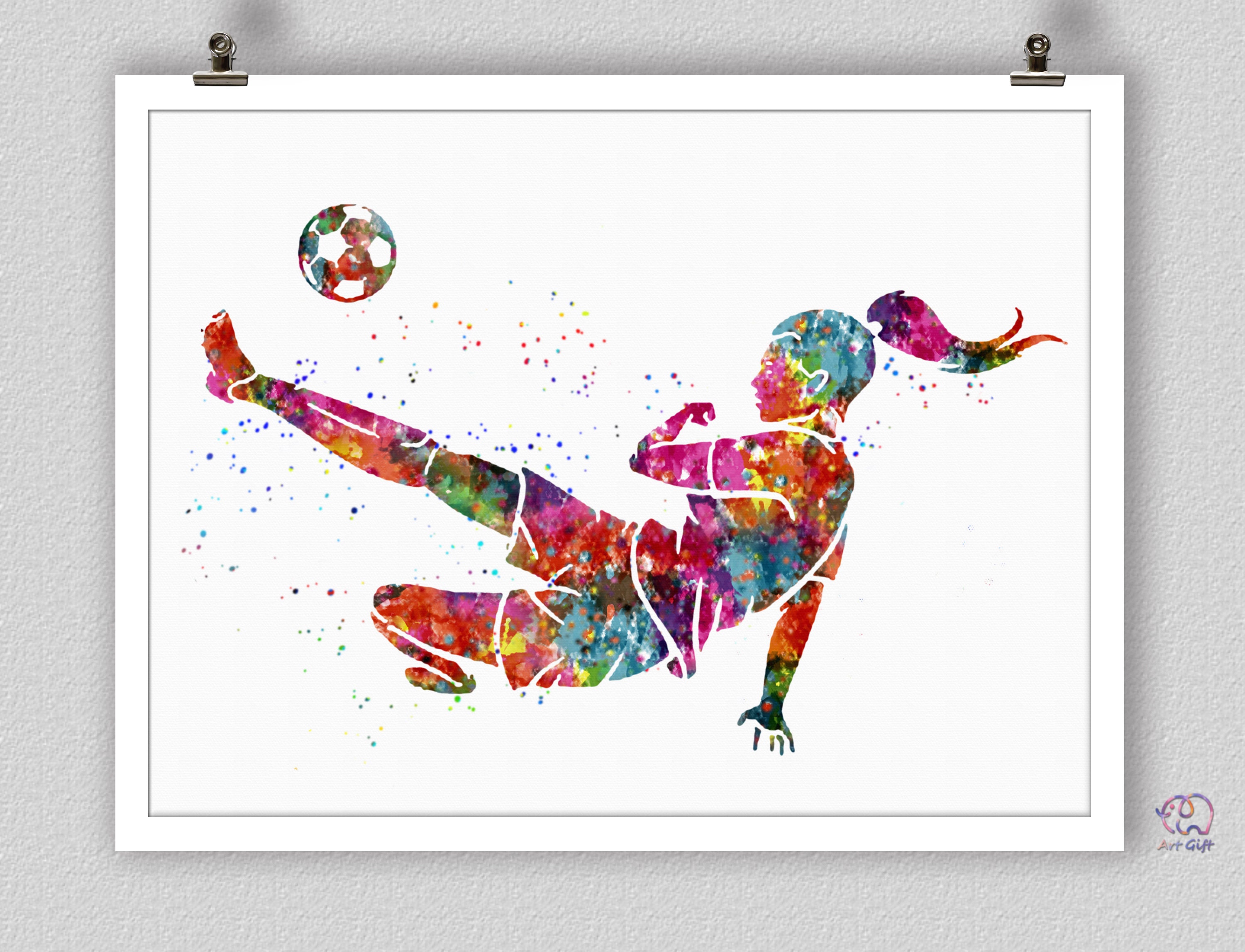 Girl Soccer Player Poster Canvas Soccer Decor Unique Footbal Print ...