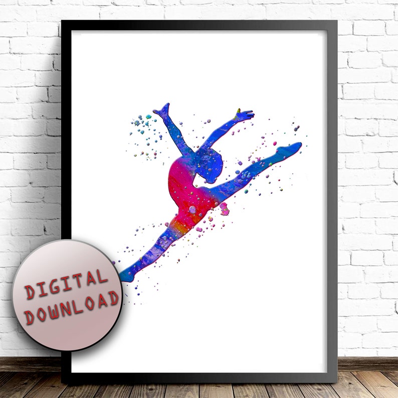 ARTISTIC FEMALE GYMANSTICS Poster Gymnast Watercolor Print Gymnast Girl ...