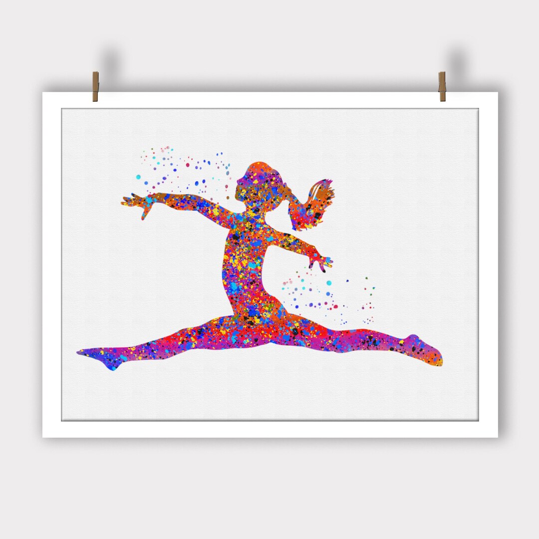 GYMANST FEMALE POSTER Gymnastics Watercolor Print Gymnast Artistic Girl ...