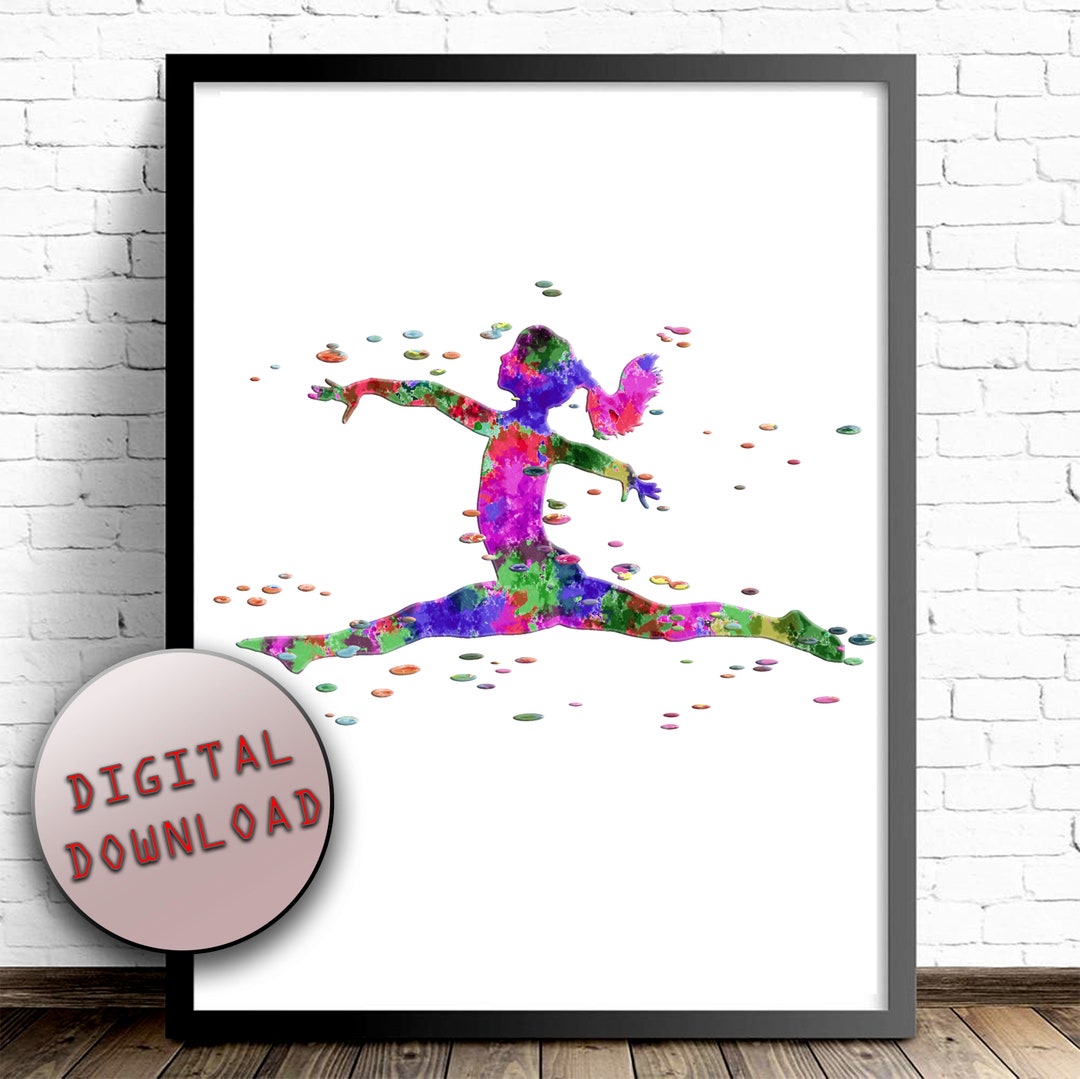 GYMANST FEMALE POSTER Gymnastics Watercolor Print Gymnast Artistic Girl ...