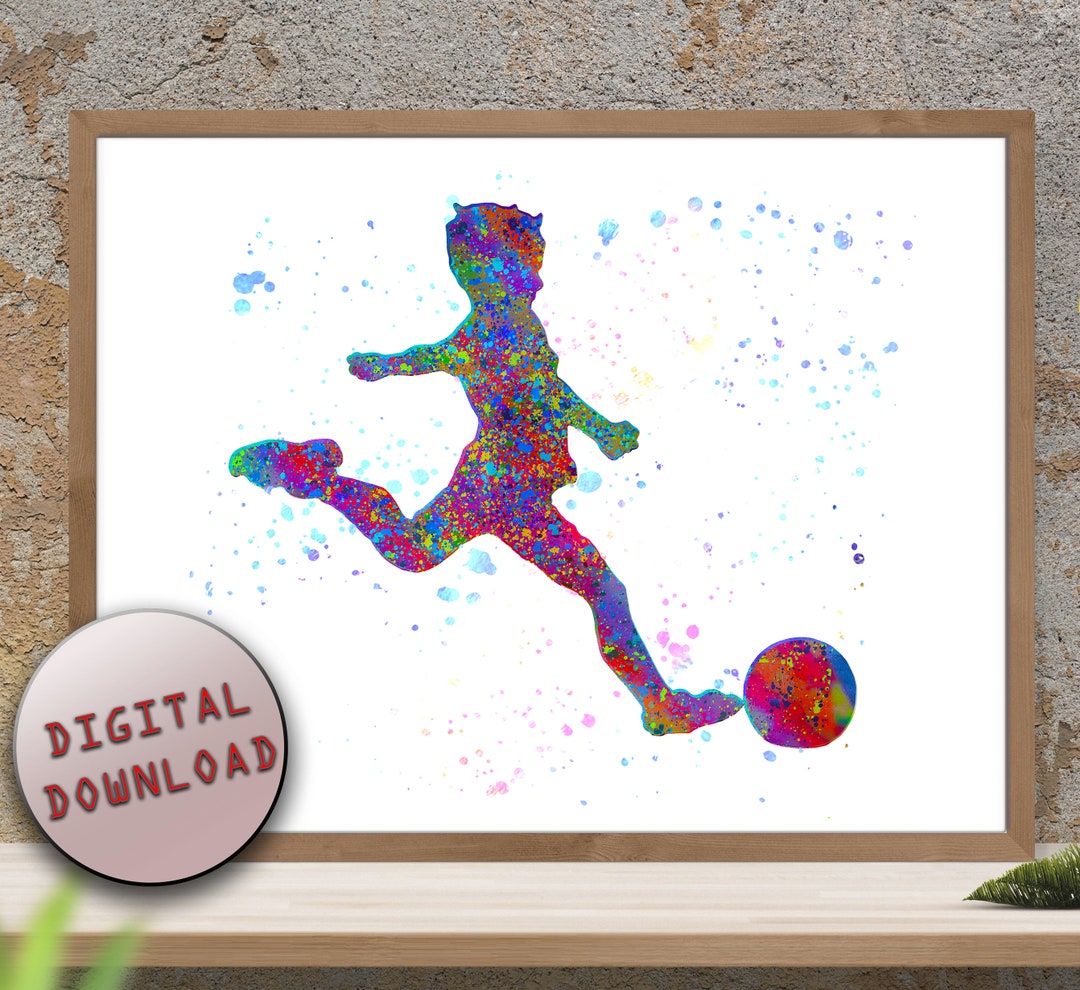 SOCCER PLAYER PRINT, Football Player Poster, Print Soccer Sport Art ...