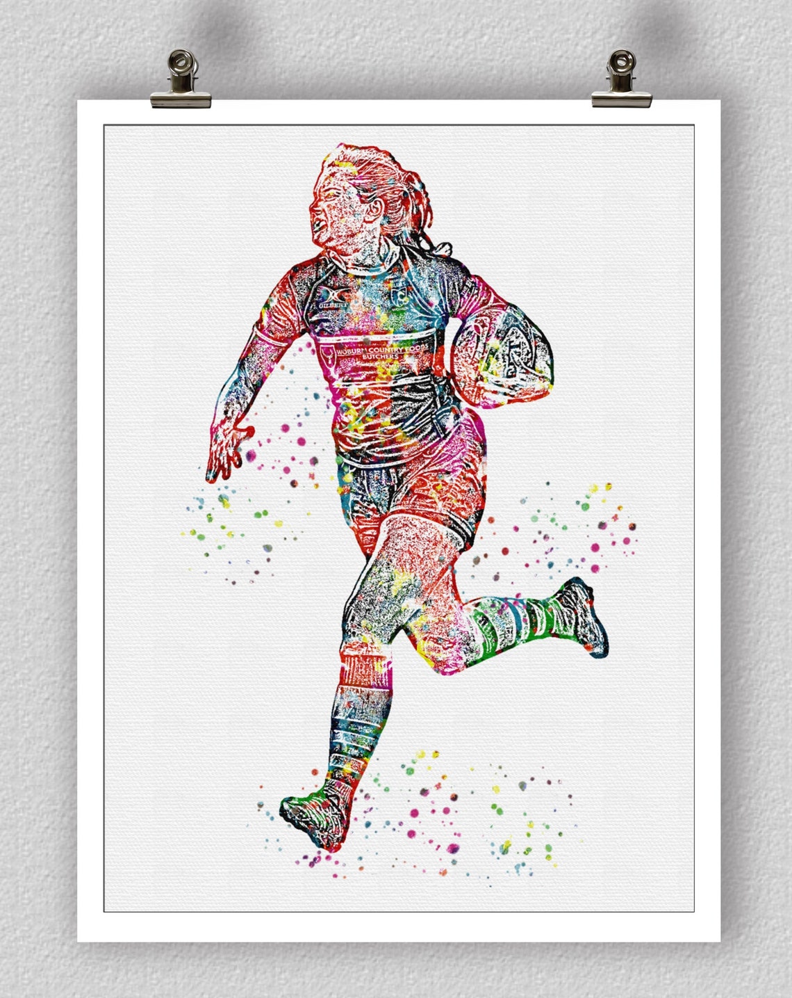 Girl Rugby Player Watercolor Print Sports Poster Female Nursery Wall ...