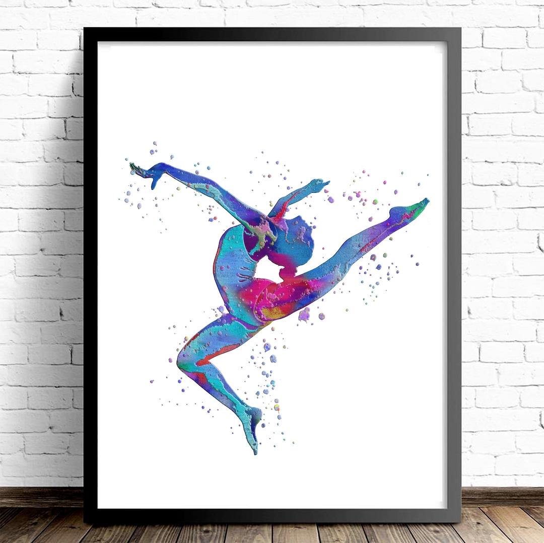 FEMALE ARTISTIC GYMANST Poster Gymnastics Watercolor Print Gymnast Girl ...