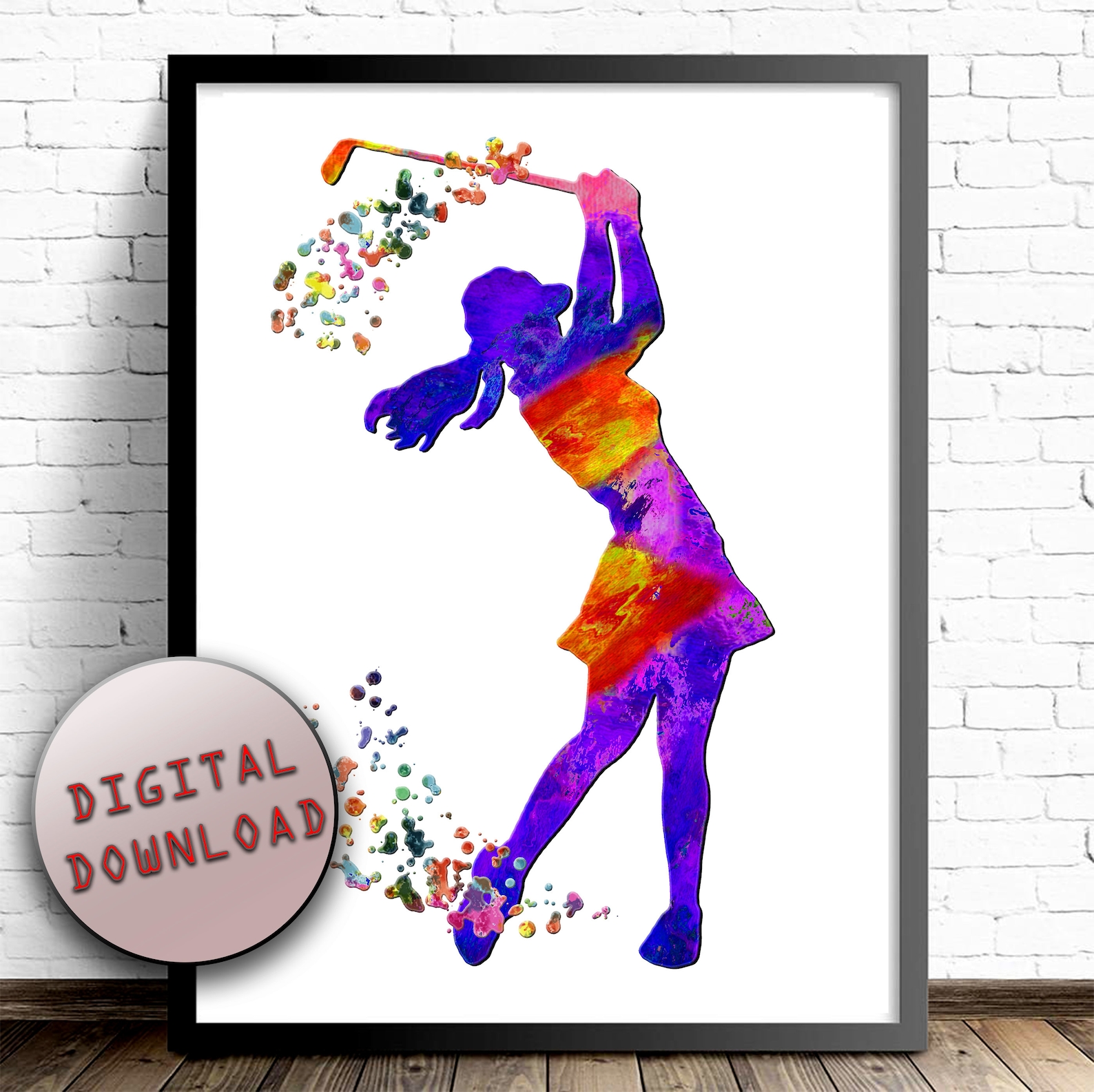GIRL GOLF WATERCOLOR Wall Art Girls Room Decor Painting Print Sport ...