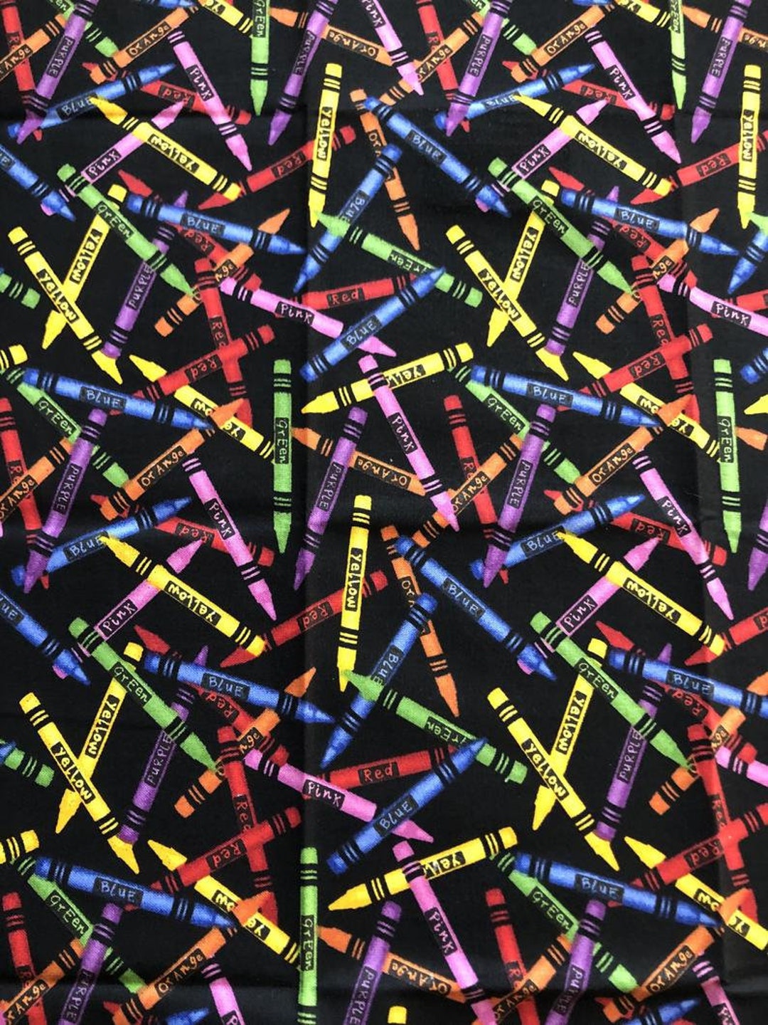 Crayon Fabric: Colorful Print Cotton Quilting, Fat Quarter - Etsy