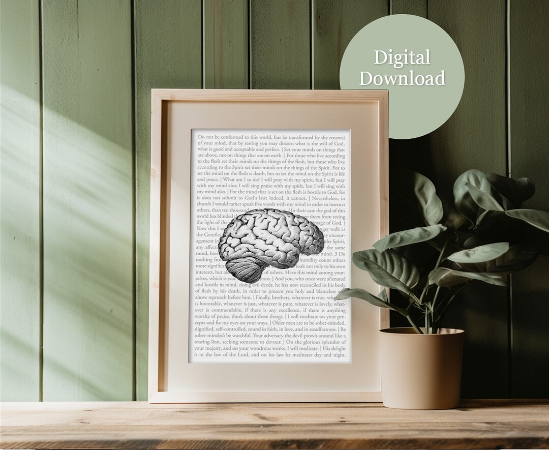 Verses on the Mind Poster / Scripture Art / Bible Verse Wall Decor ...