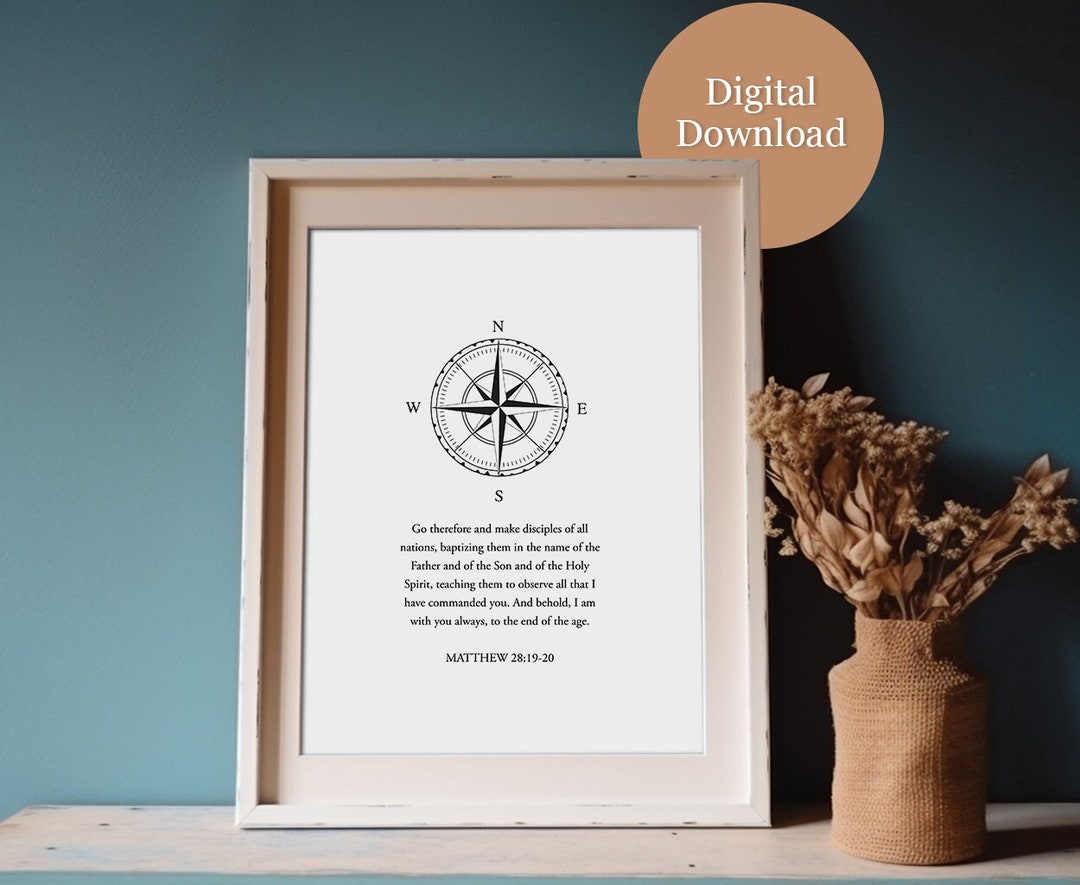 Great Commission Poster / Matthew 28 / Verse Art / Minimalistic Wall ...