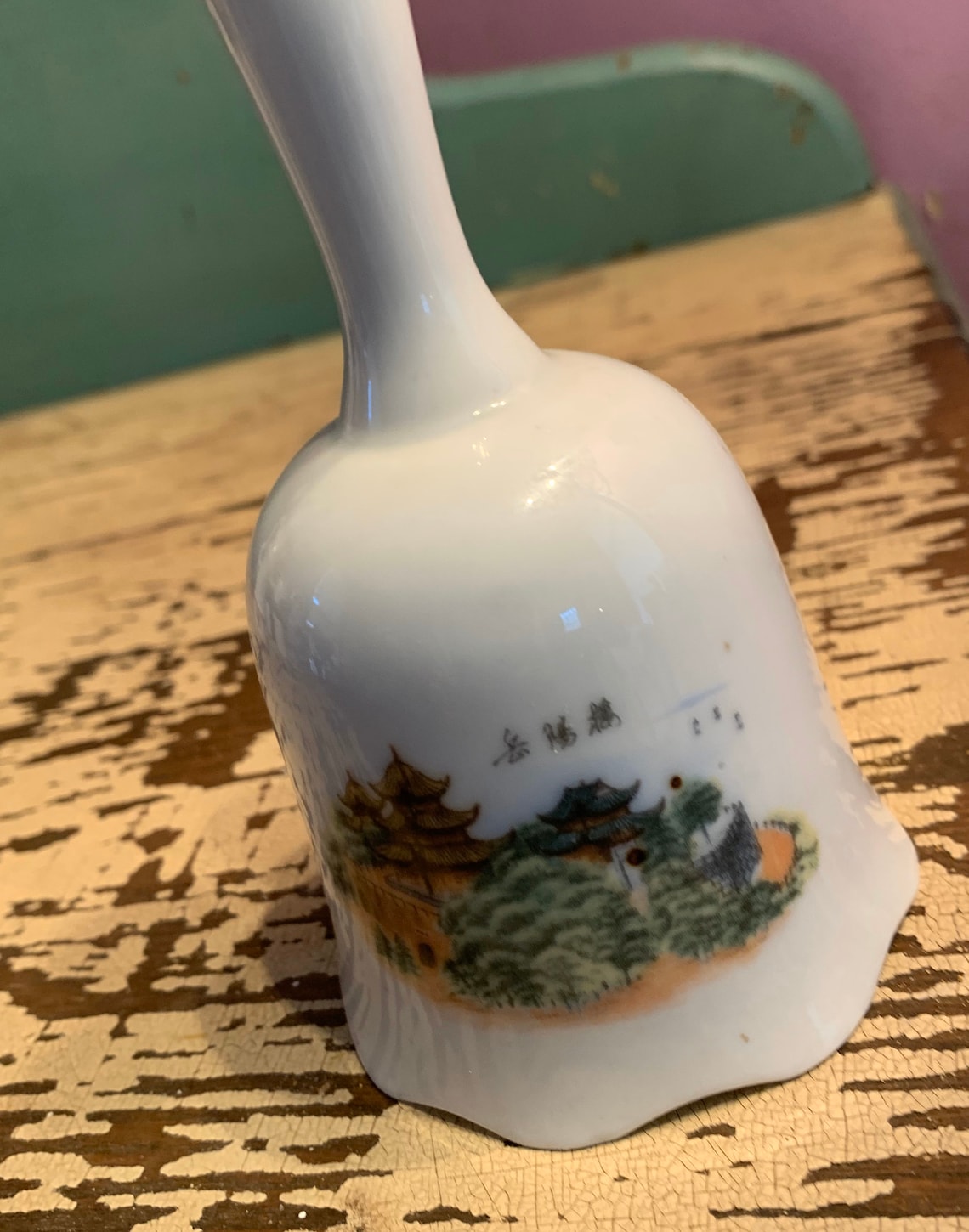 Vintage Porcelain Bell With Japanese scene on each side | Etsy