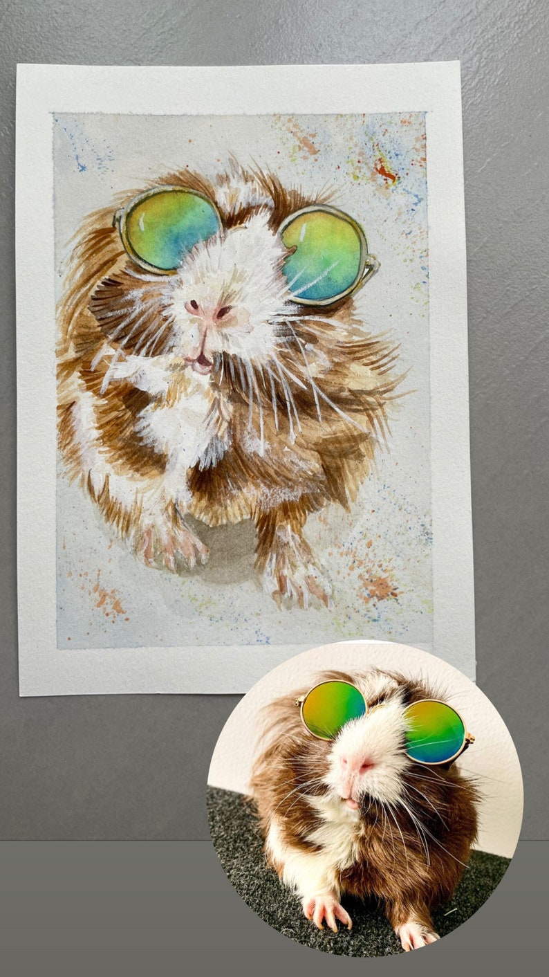Custom Guinea Pig Portrait Guinea Pig Painting Hand Painted - Etsy