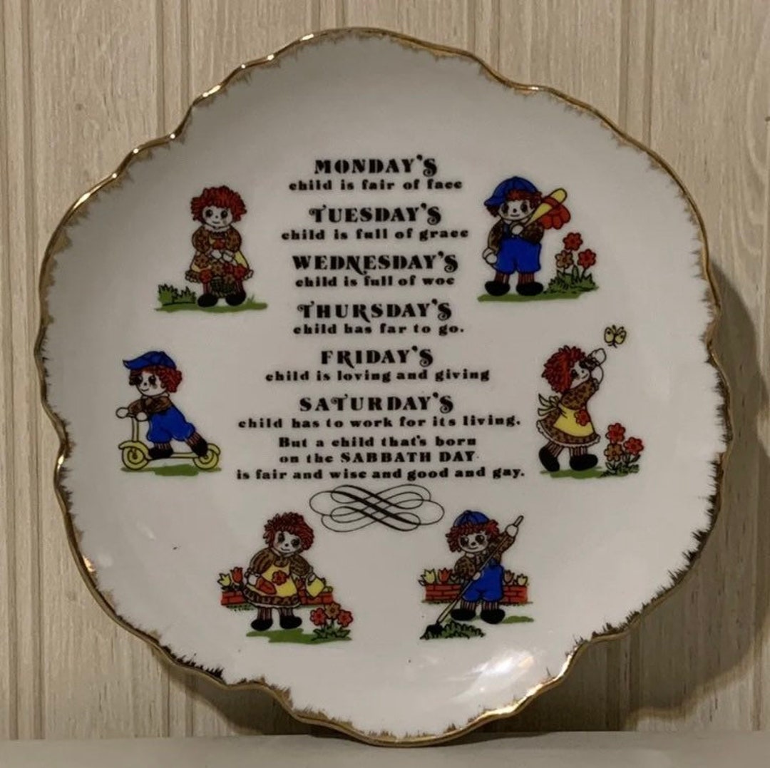 Vintage 1970’s Raggedy Ann and Andy Monday’s Child Decorative Plate - Etsy