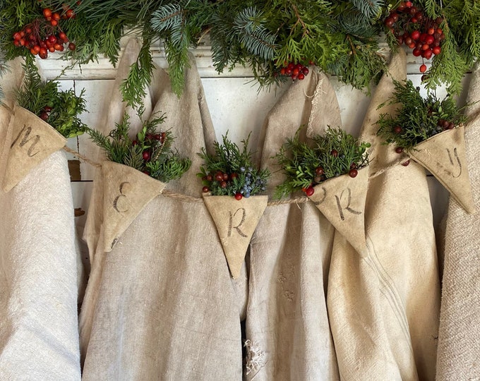 Antique Grain Sack Cone Pocket Banner/primitive Grain Sack Banner ...