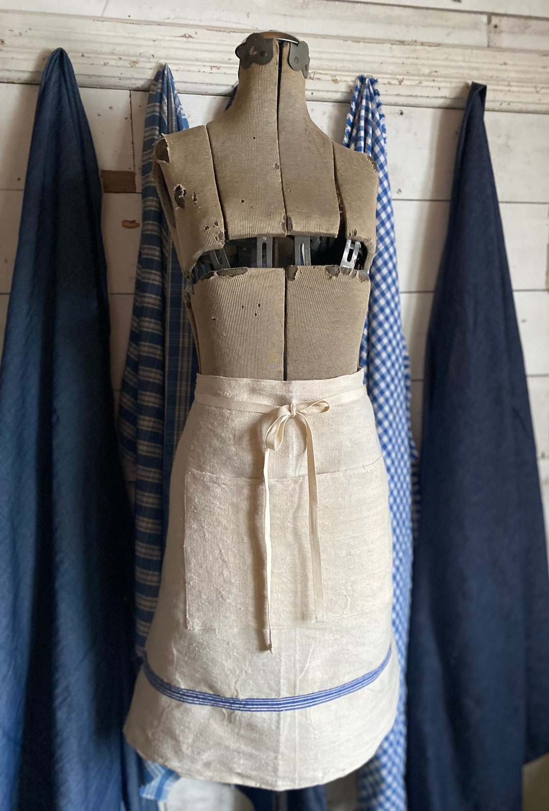 Antique Linen Cafe Apron/antique Linen Apron/antique Linen Bistro Apron ...