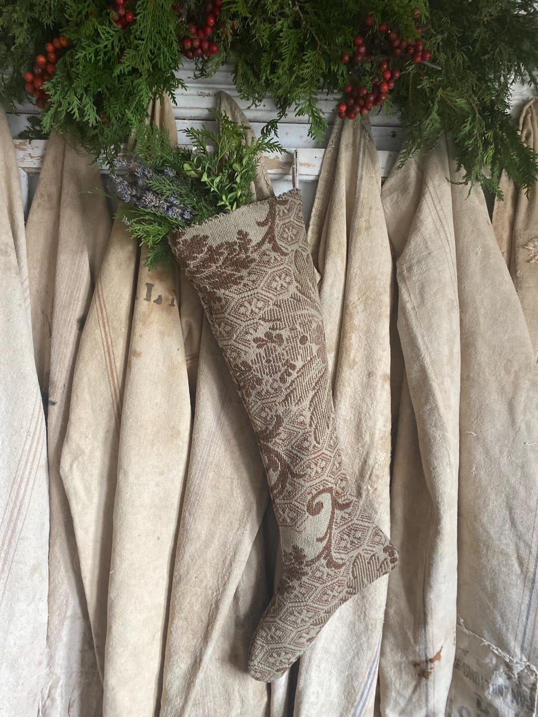 Antique Wool Christmas Stocking/primitive Stocking/farmhouse Christmas ...