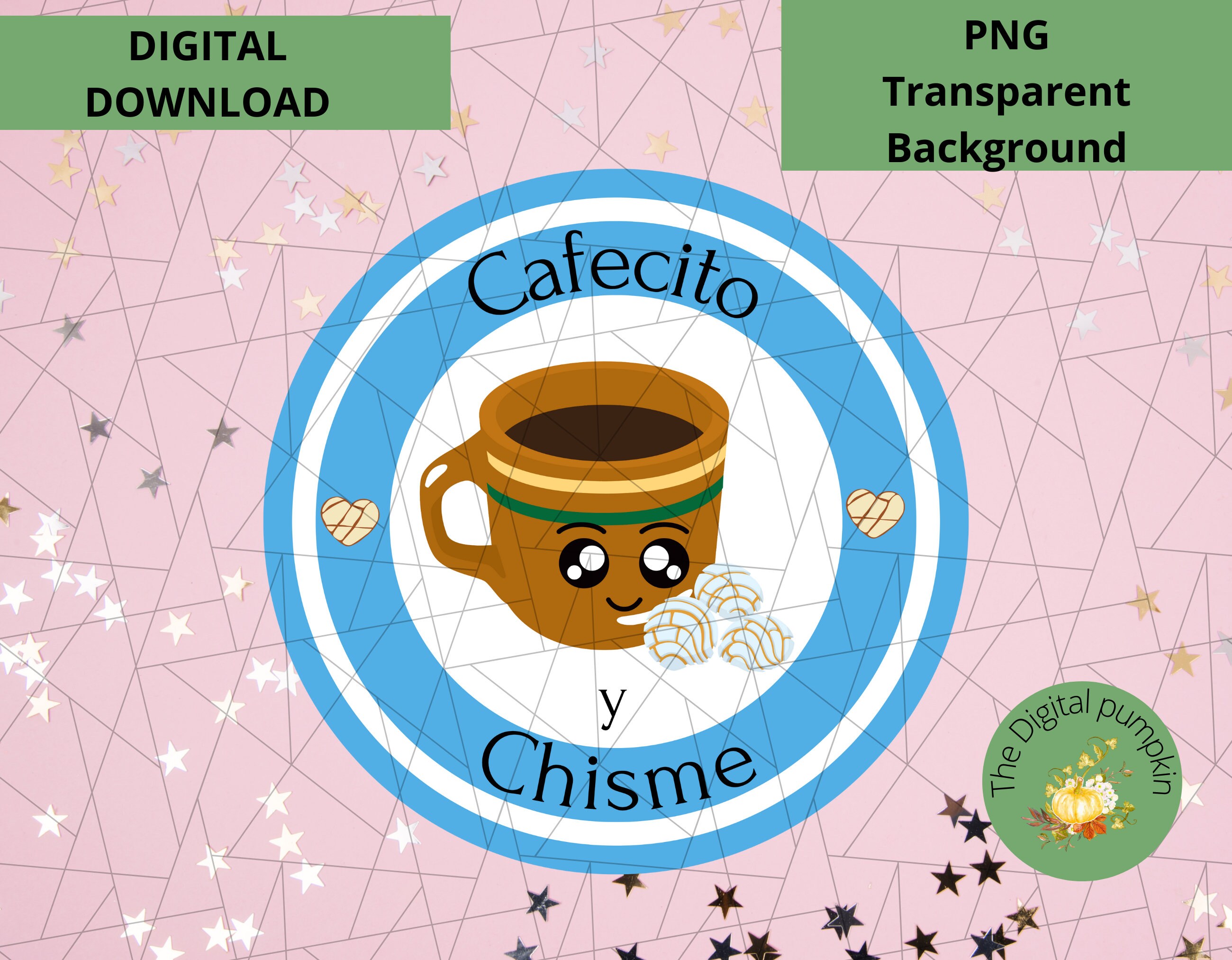Cafecito Y Chime Coffee Cup Logo PNG - Etsy