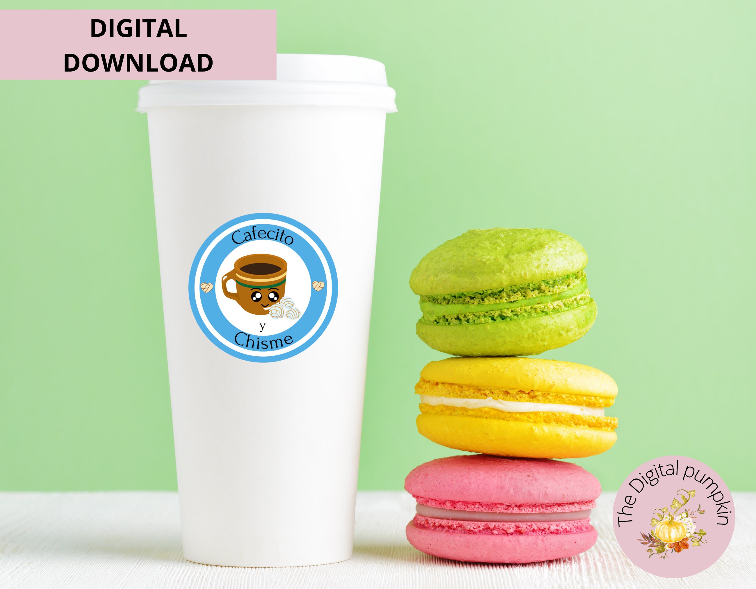 Cafecito Y Chime Coffee Cup Logo PNG - Etsy